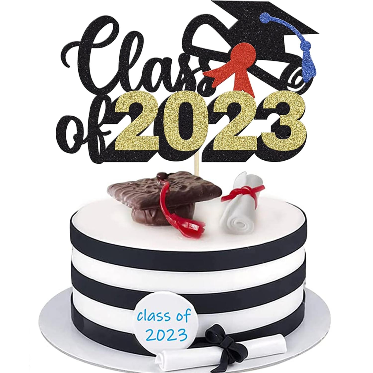 Class of 2023 Gold Glitter Graduation Cake Topper - Personalized ...