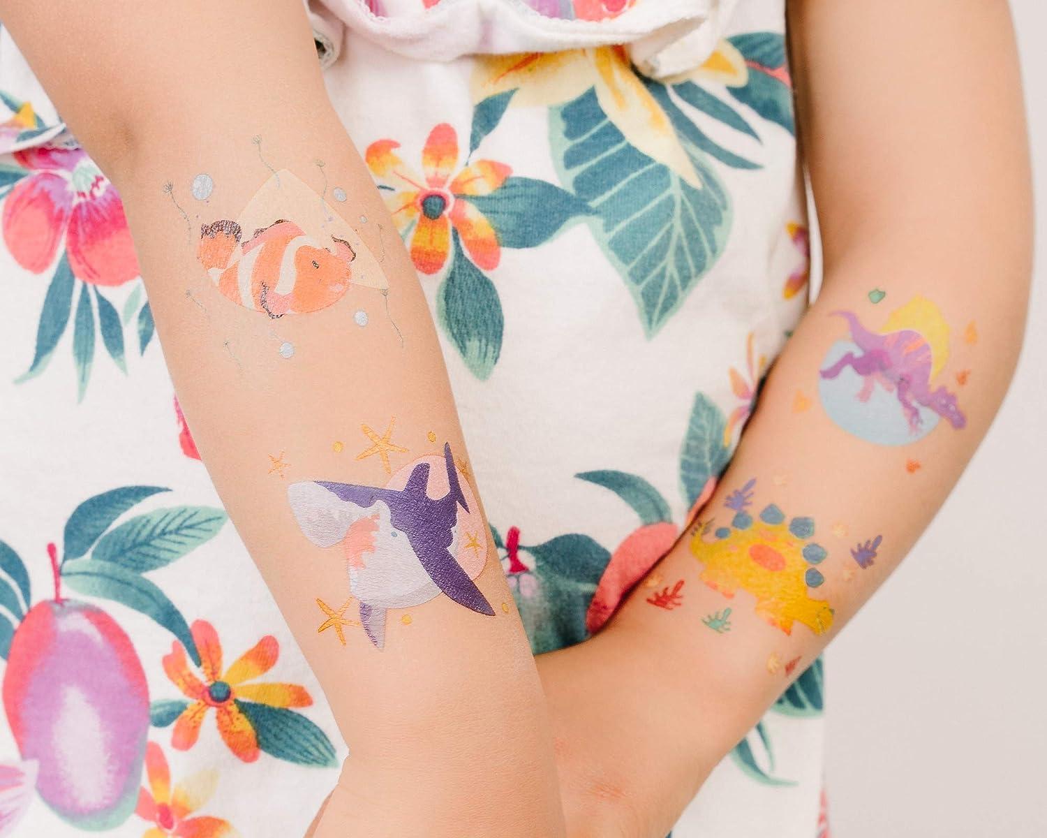 PapaKit Cute Ocean Animals Temporary Fake Tattoo Set - 36 Non-Toxic ...