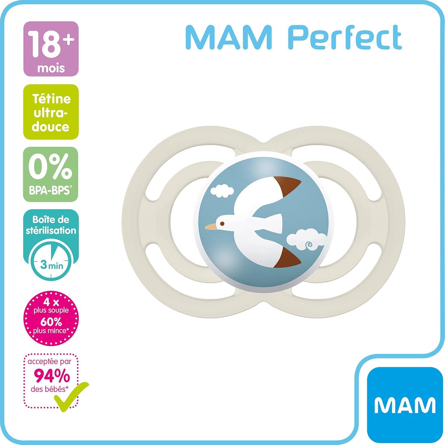 MAM Perfect Pacifier Set for 18+ Months - Silicone 2 Pacifiers ...