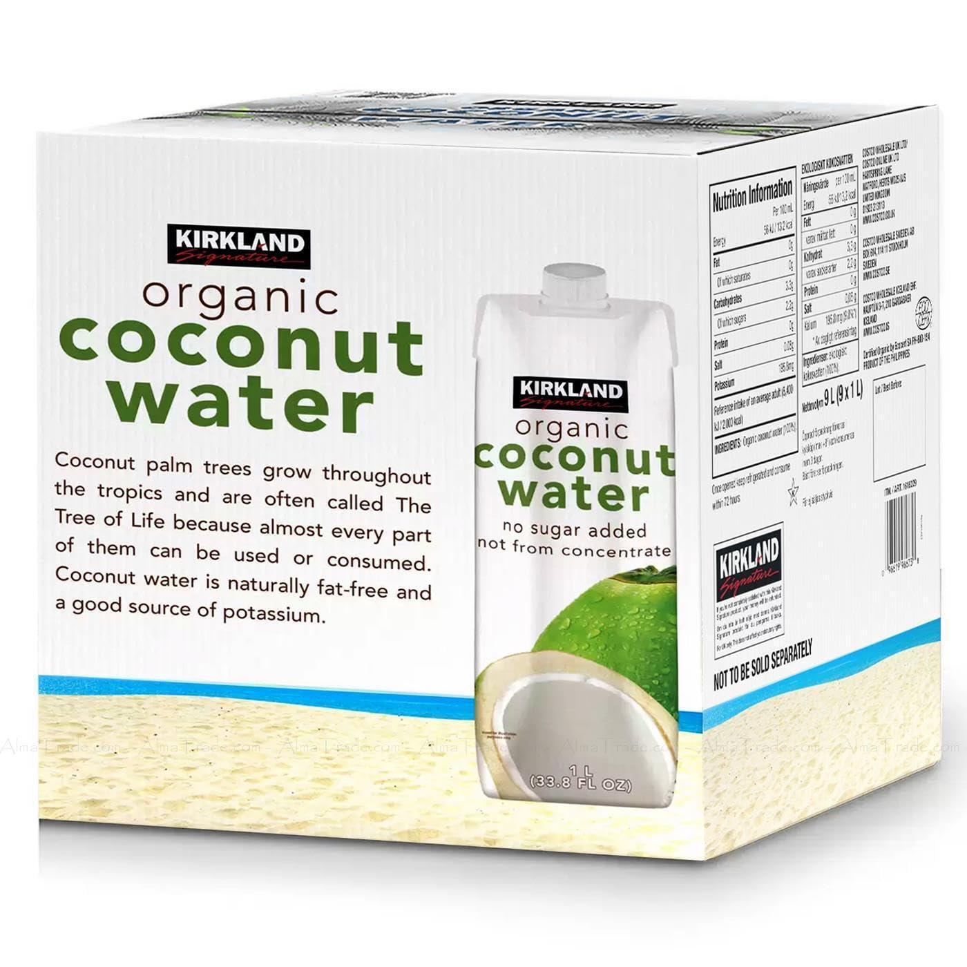 Kirkland Signature Organic Coconut Water Palm Tree No Sugar Carton Pack ...