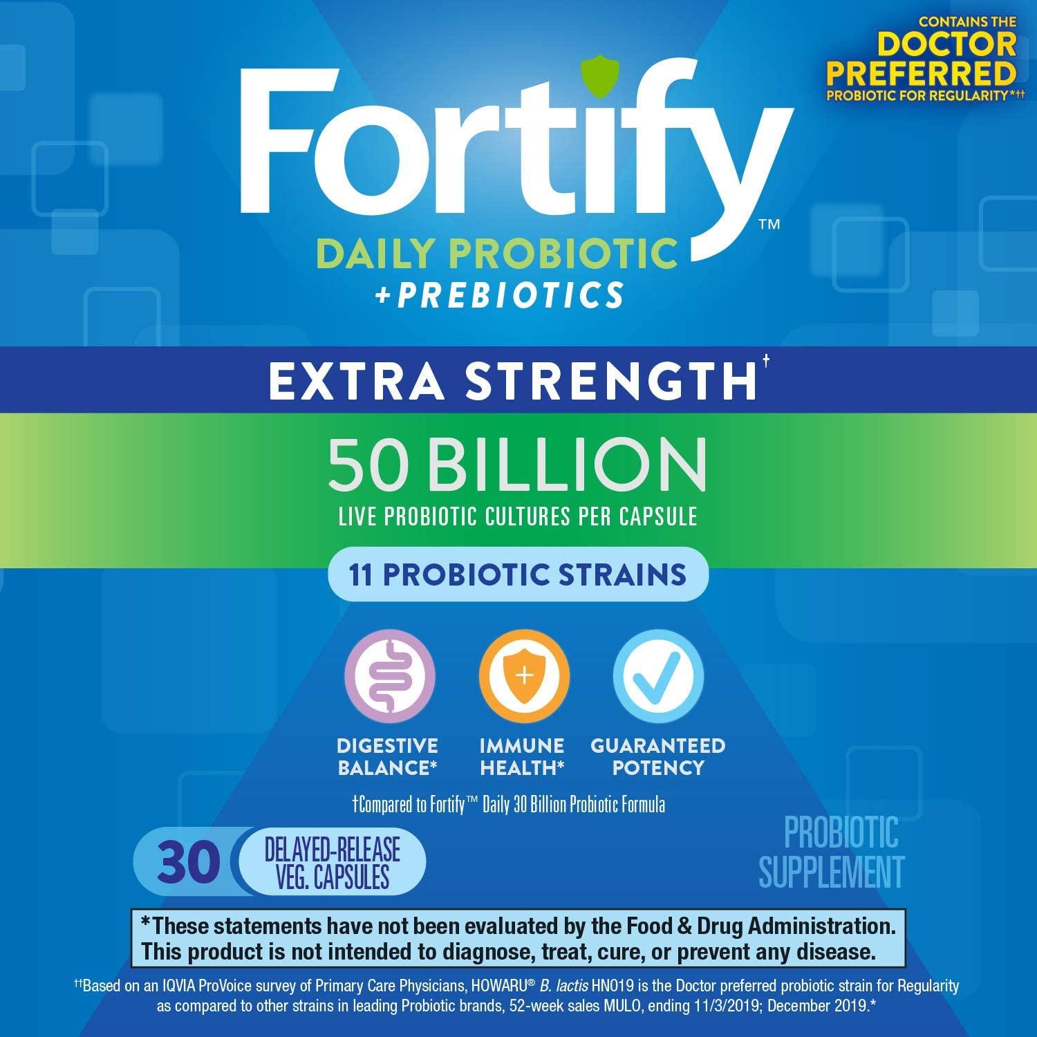Nature's Way Fortify Extra Strength Probiotic - 50 Billion Cultures, 11 ...