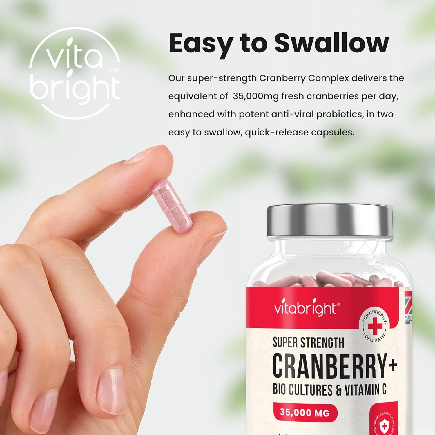 Cranberry Capsules 35,000mg High Strength with Probiotics, Vitamin C ...
