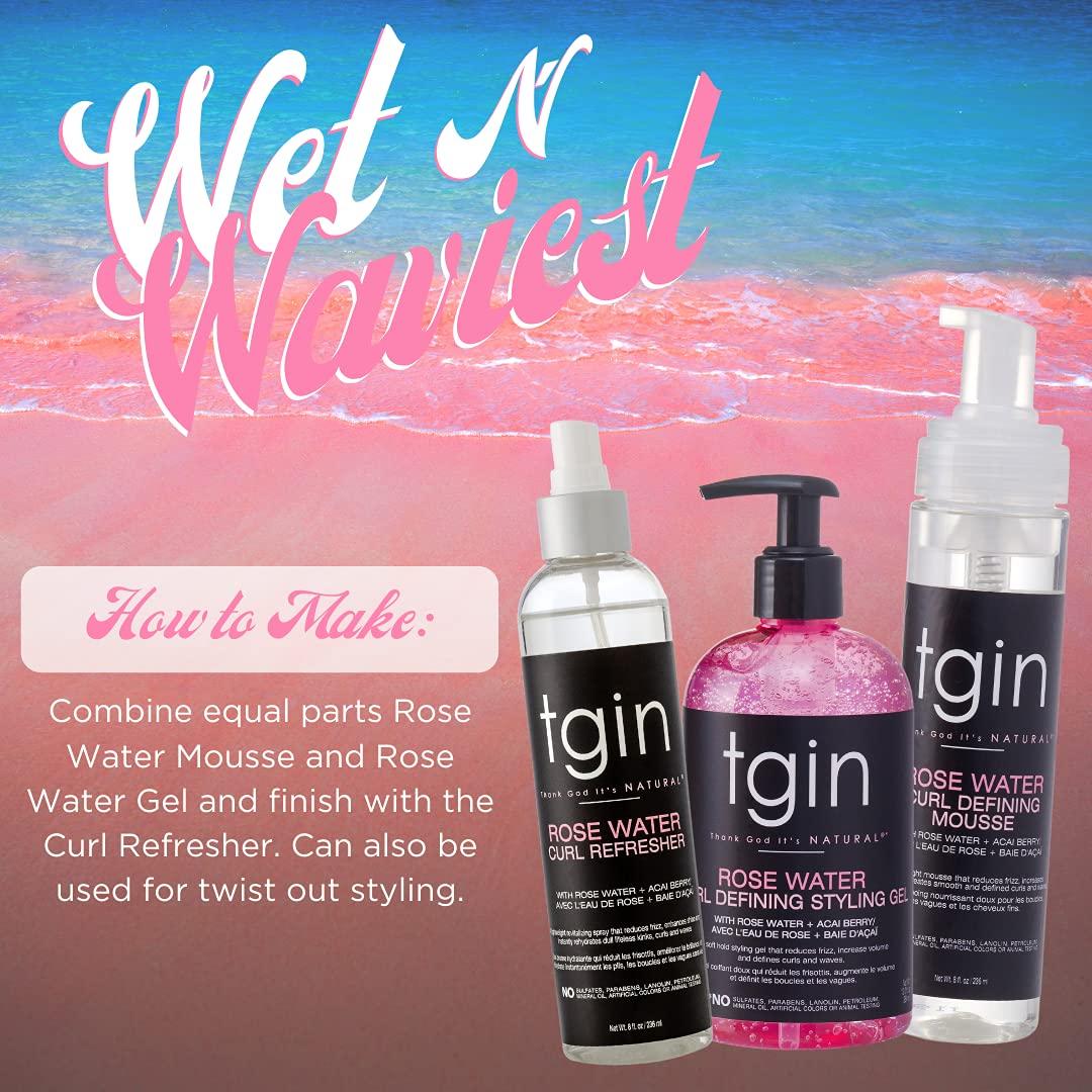 tgin Rose Water Defining Mousse 8oz - Natural Hair Styling for Curls ...