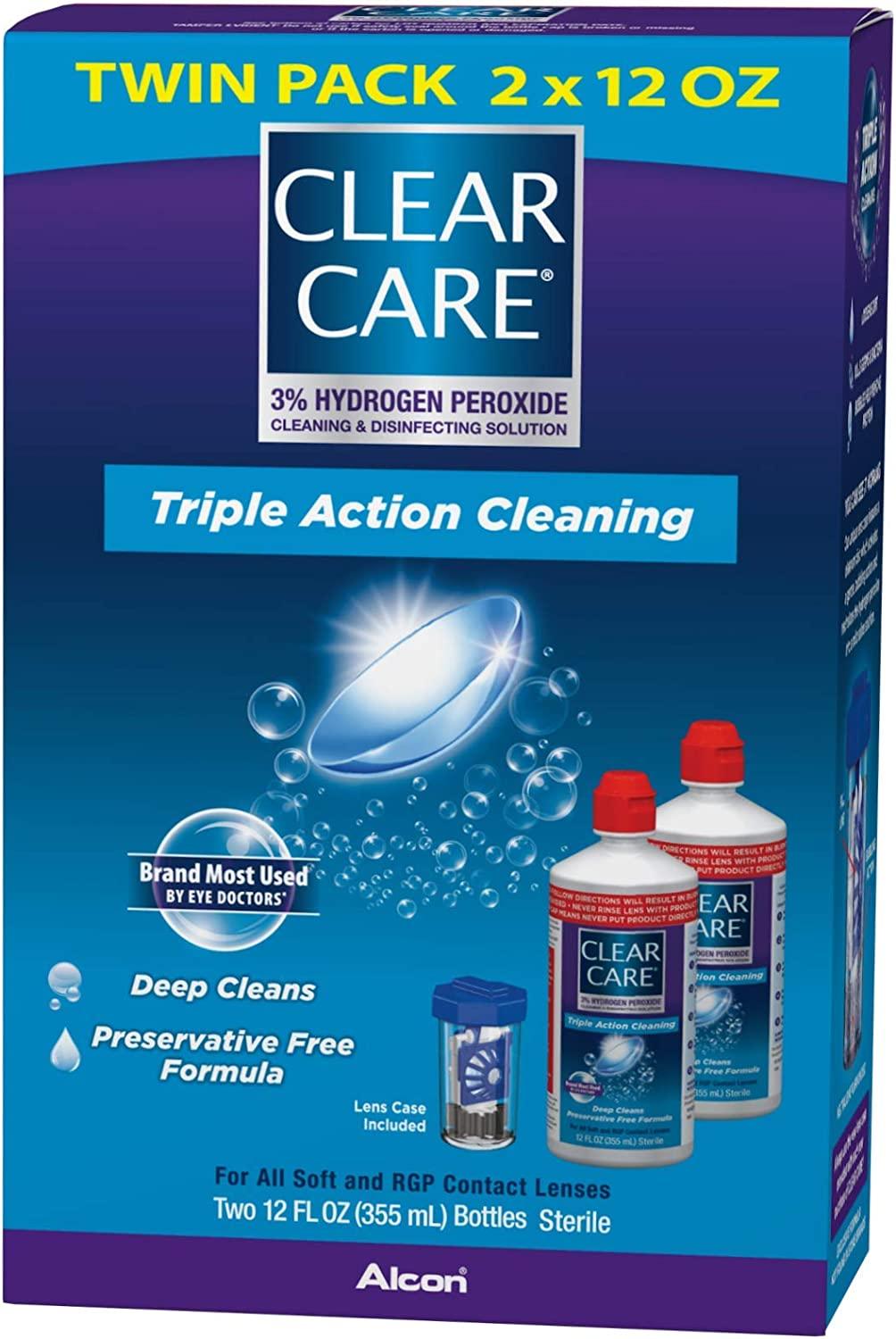 Clear Care Cleaning & Disinfecting Solution Twin Pack - 12 Fl Oz + Lens ...