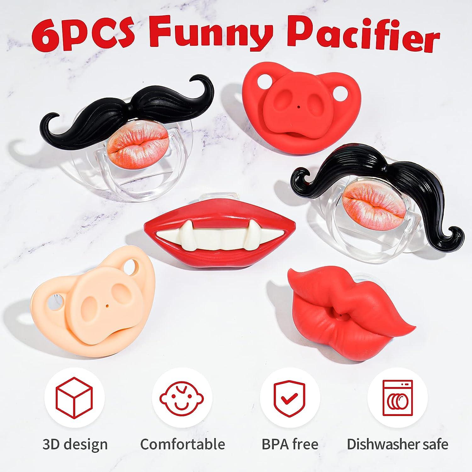 NiBaby 6PCS Soft Silicone Infant Baby Pacifiers - Cute Funny Lips ...