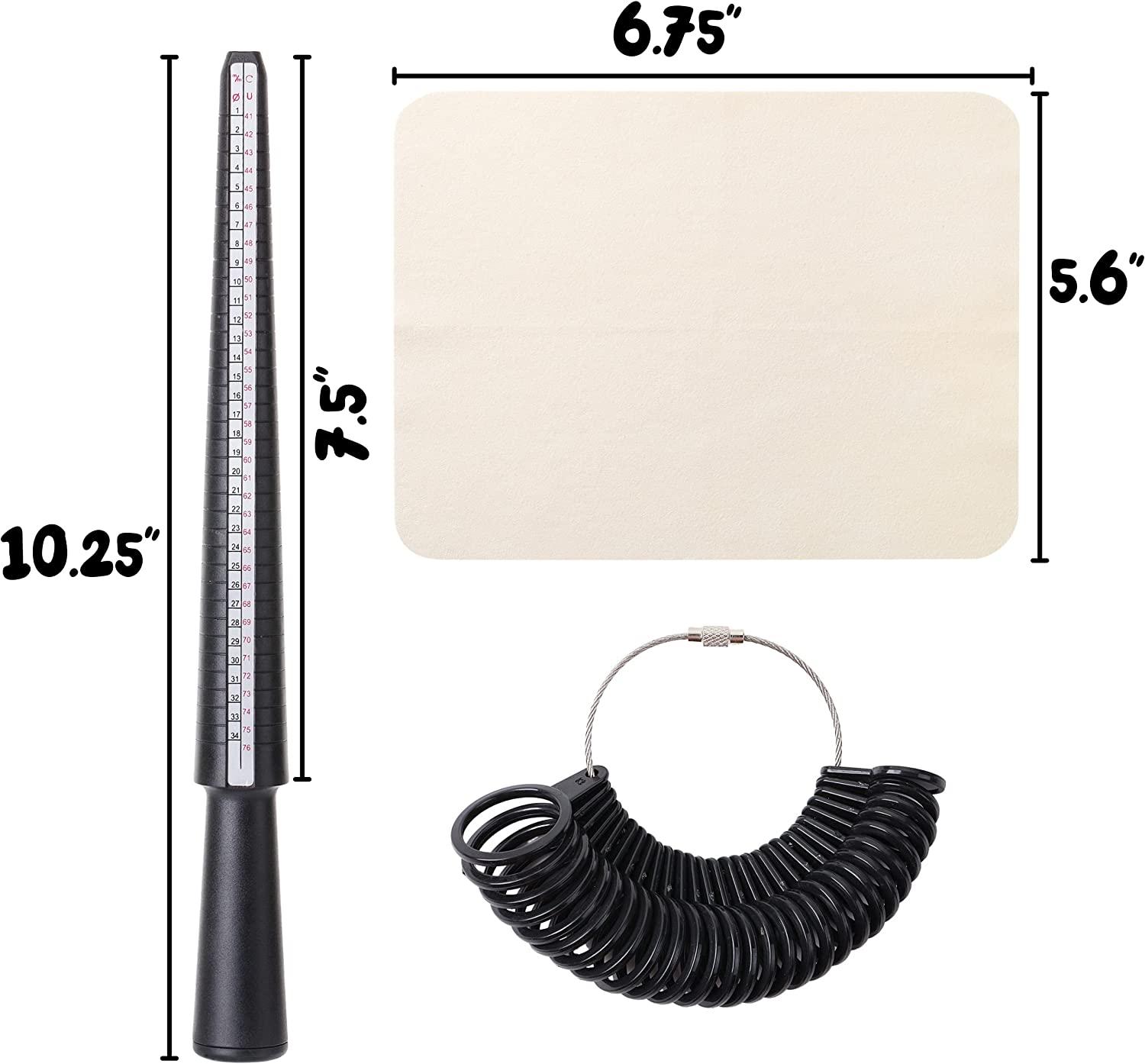 Mr. Pen Ring Sizer Tool Set with Plastic Mandrel and Cloth - Complete ...