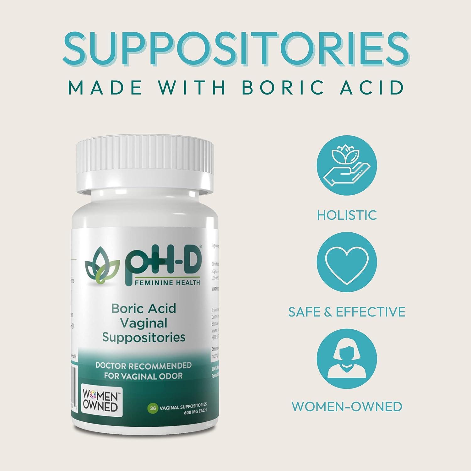 Pain Relief & Vaginal Health Bundle - pH-D Boric Acid Suppositories ...