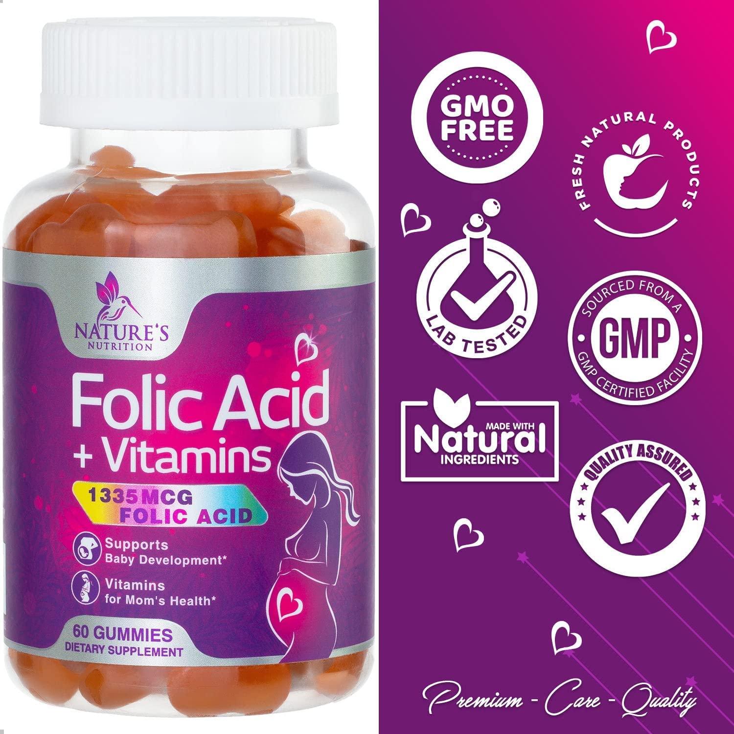 Extra Strength Prenatal Folic Acid Gummies for Women - Chewable Folate ...