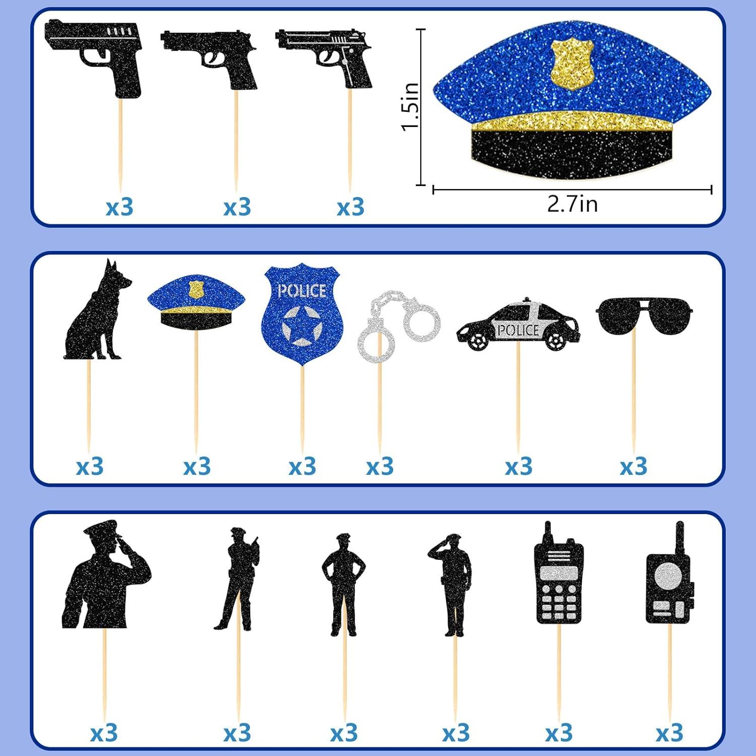 30Pcs Police Academy Graduation Cupcake Toppers Police Officer Party ...