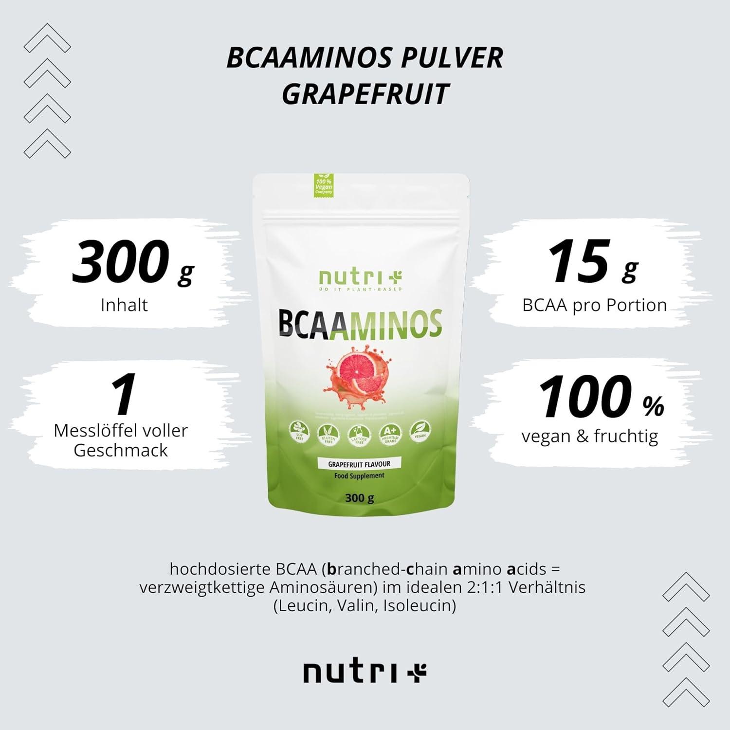 BCAA Powder Grapefruit - High-Dose Amino Acids Complex | Vegan Instant ...