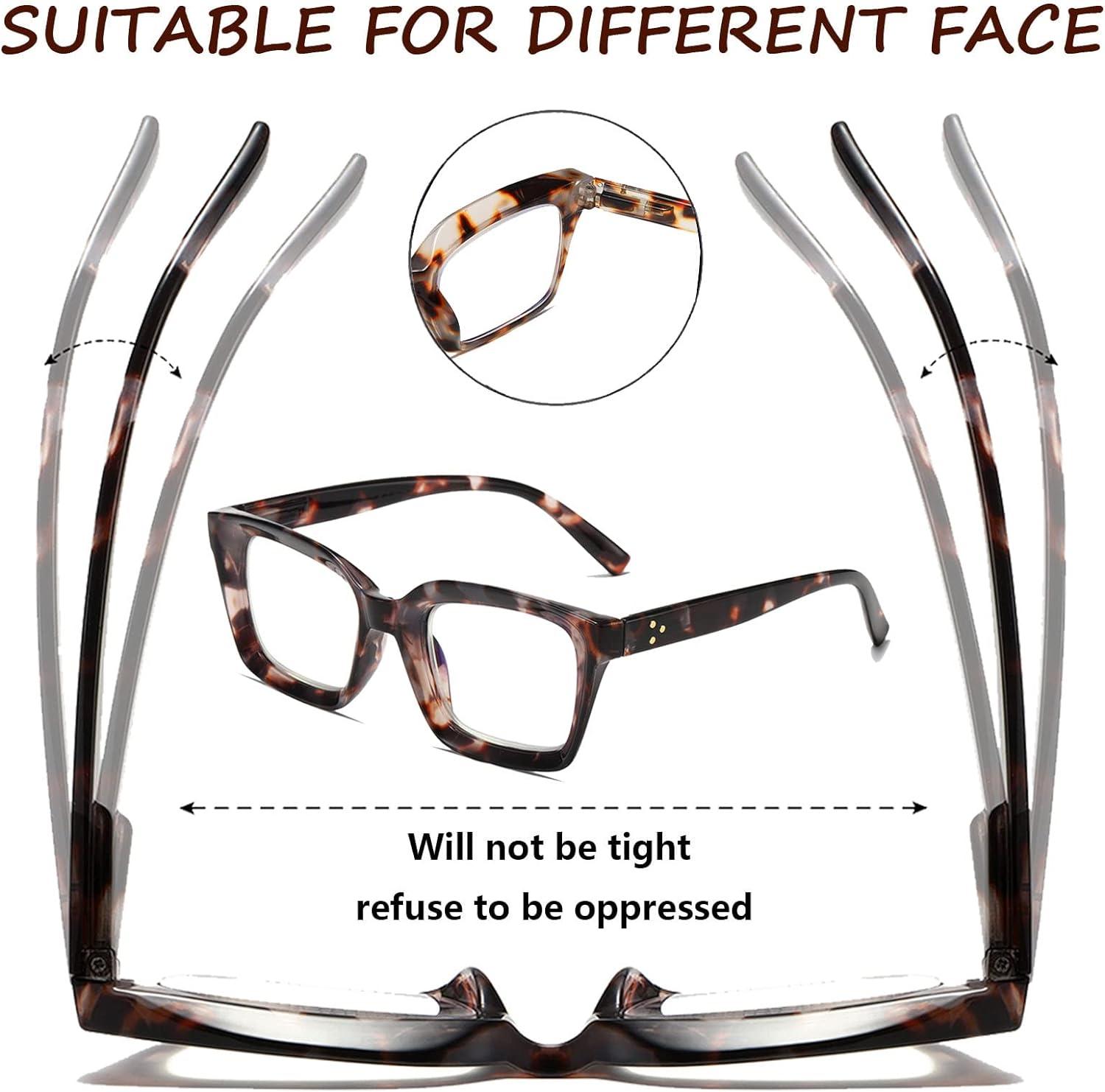 Hubeye Retro Oversized Large Frame Reading Glasses | Blue Light ...