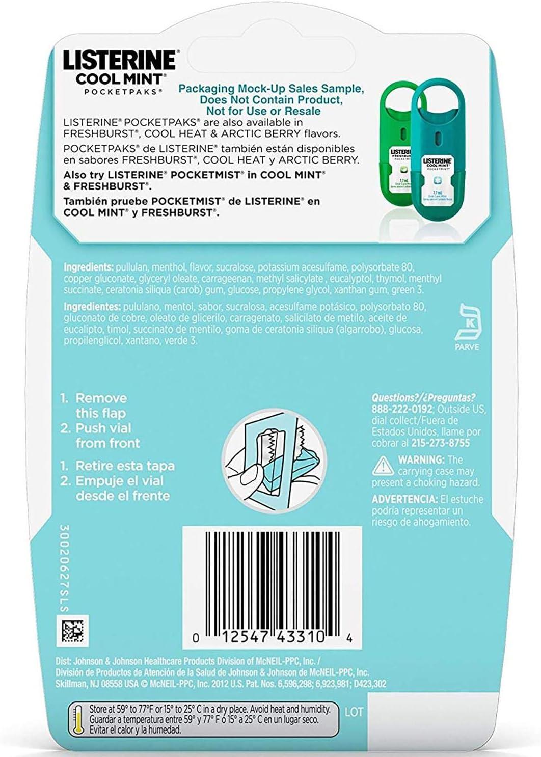 Listerine Pocketpaks Cool Mint Breath Strips - 24 Strips, Pack of 1 ...