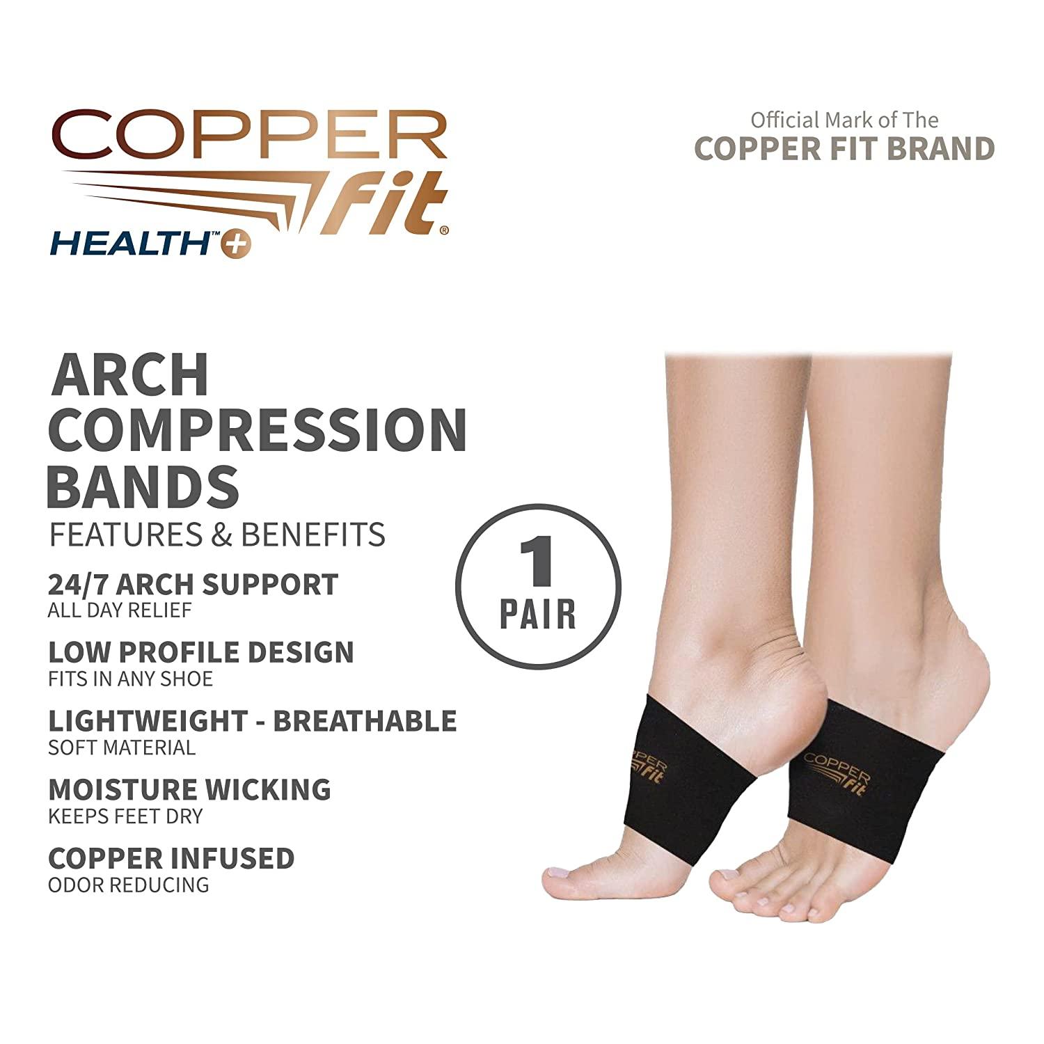 Copper Fit Arch Relief Compression Bands - Black | Unisex Health ...