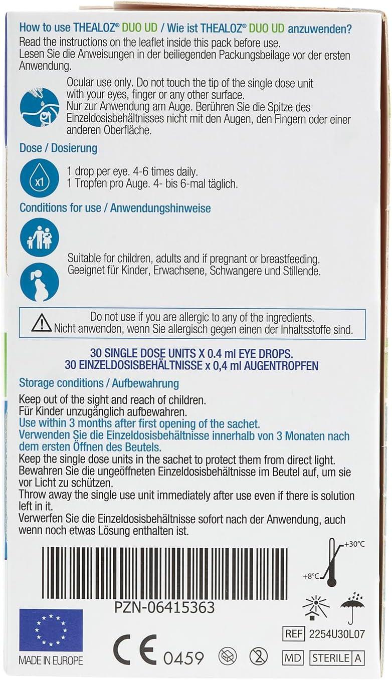 Thealoz Duo Unidose Eye Drops Travel Size | Rapid Relief for Dry Tired ...
