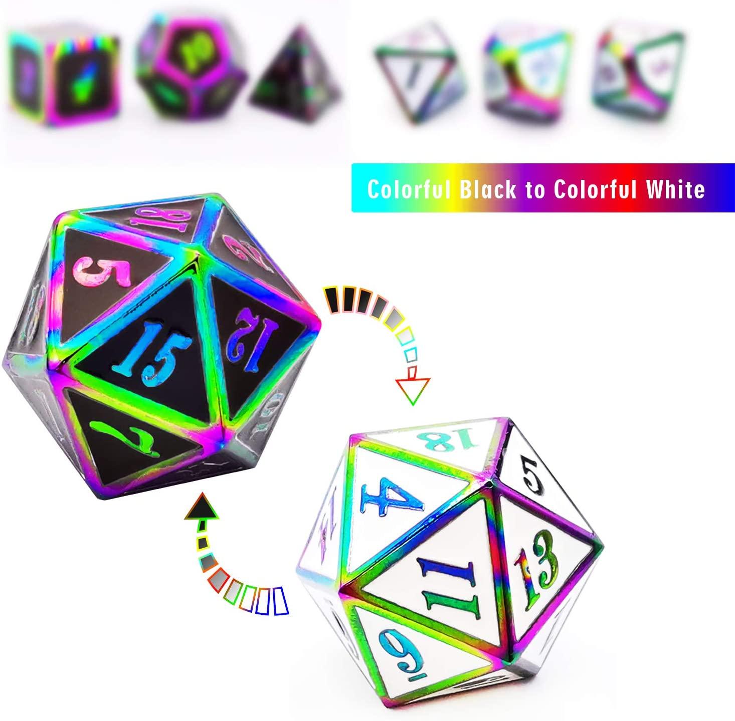 HAOMEJA Color Changing Metal DND Dice Set for Dungeons and Dragons ...