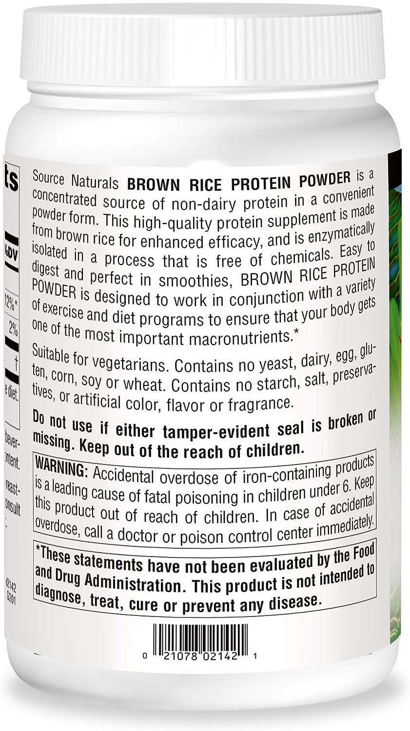 Source Naturals Brown Rice Protein 32 oz - Vegan & Non-GMO 2 lb Powder ...
