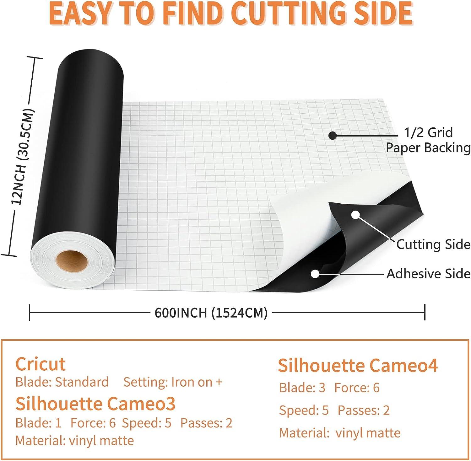Matte Black Permanent Vinyl 12x50 Ft Roll for Cricut & Silhouette ...