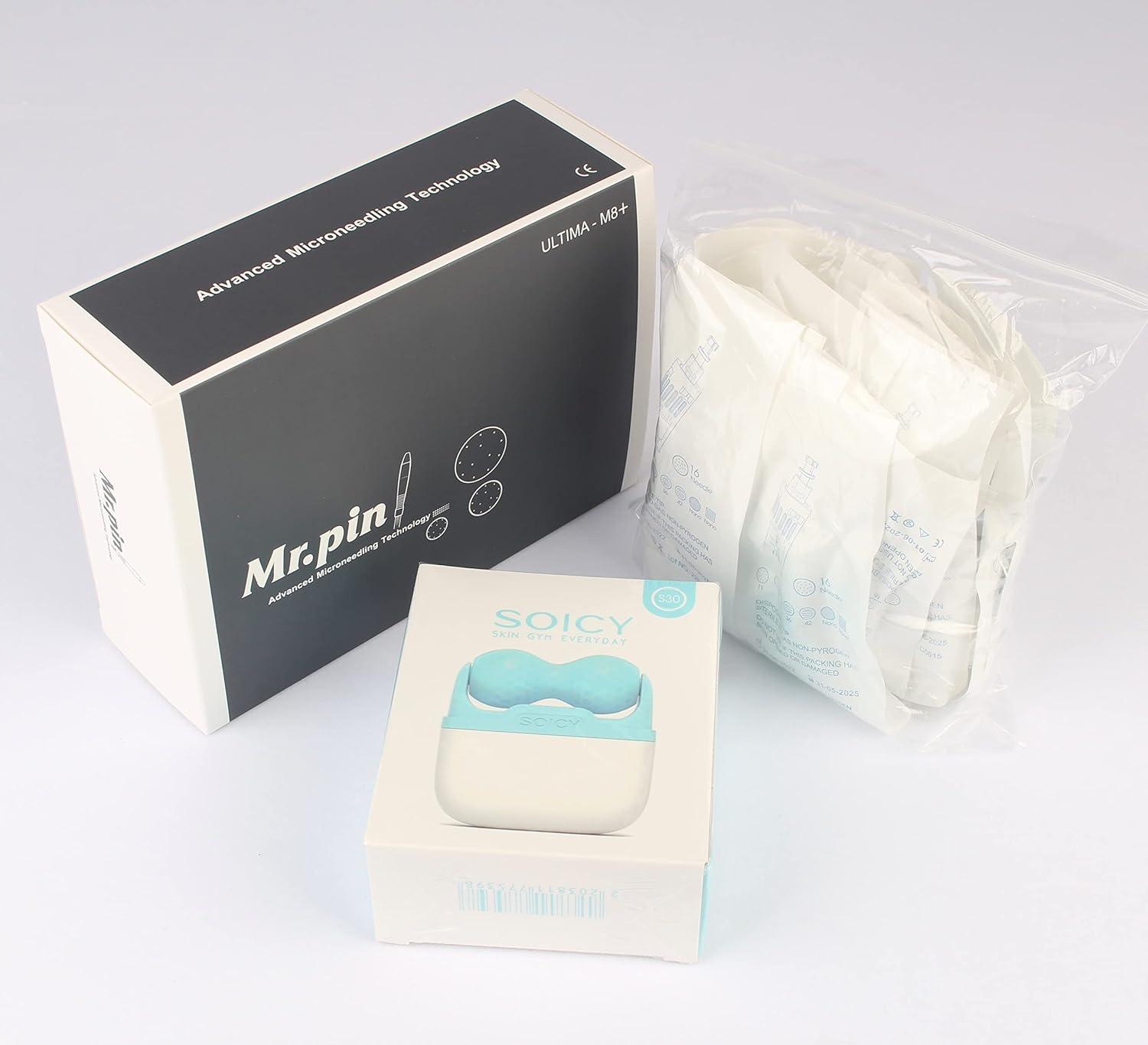 Advanced Dermapen Mr.Pin Ultima M8 Plus - Wireless With 20 Different Cartridges and Ice Massage ...