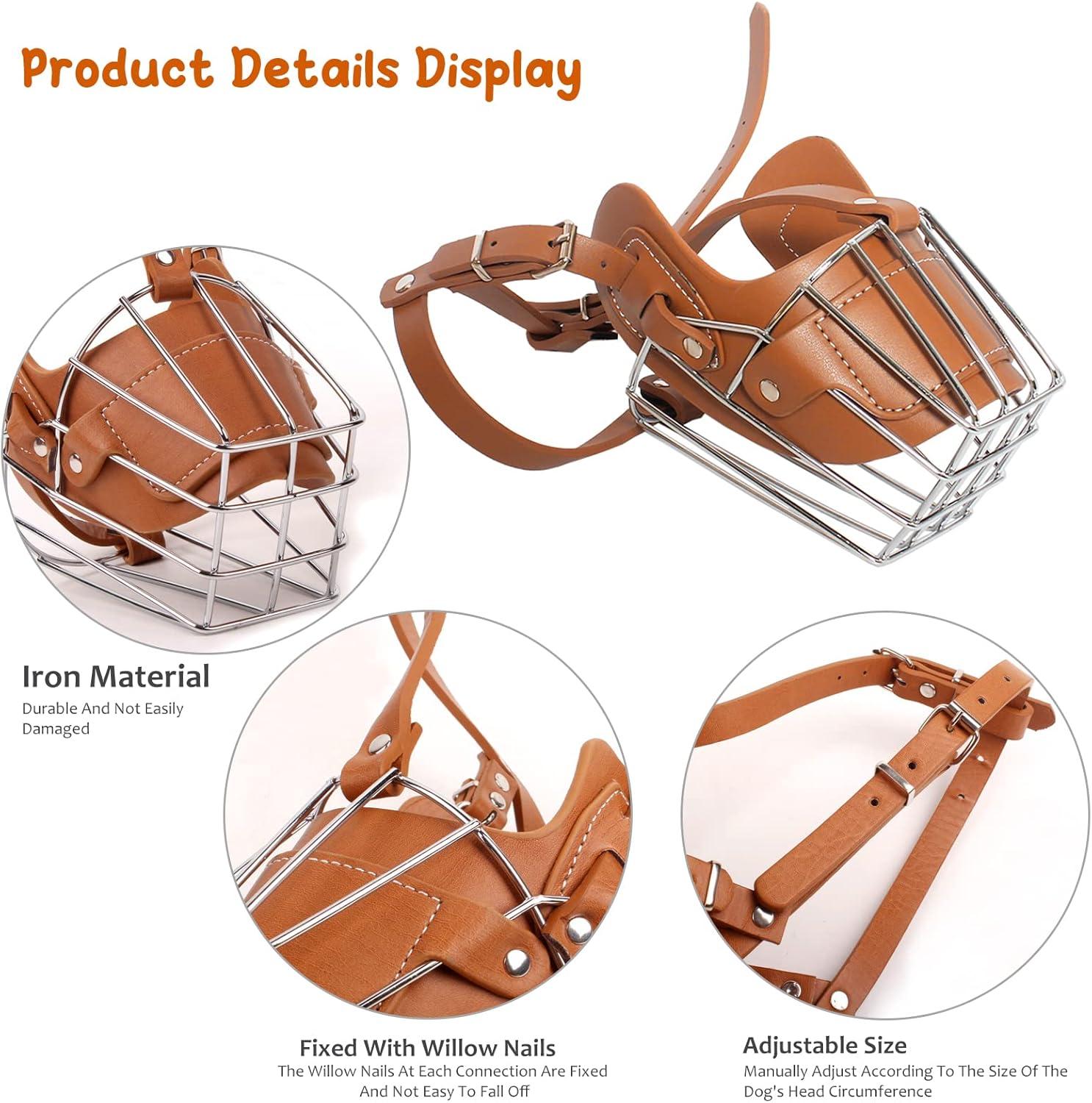 Petcute XL Brown Metal Dog Muzzle - Durable Safety Muzzle for Biting ...