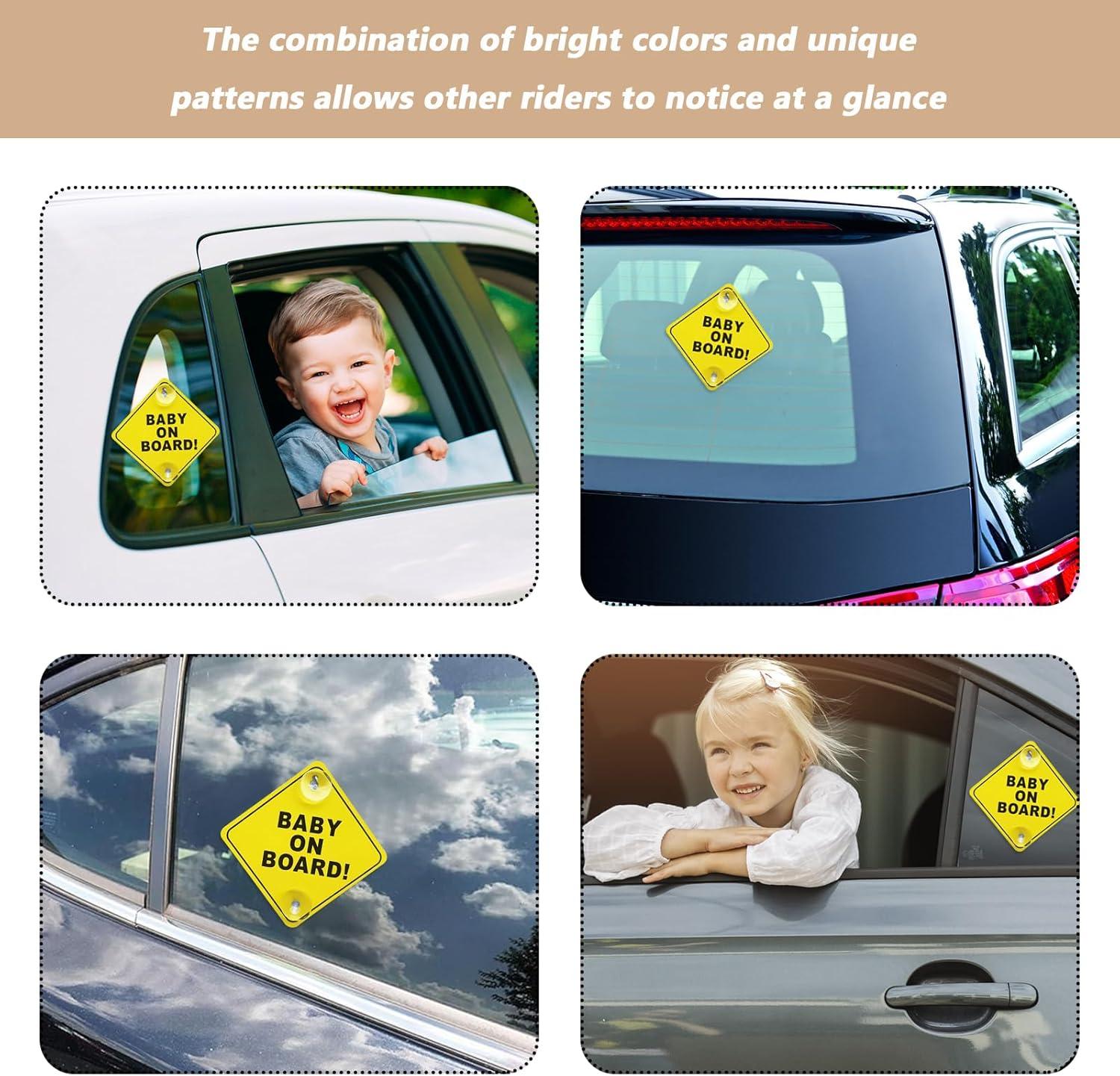 4 Pieces Baby On Board Car Stickers - Reusable Warning Signs with ...