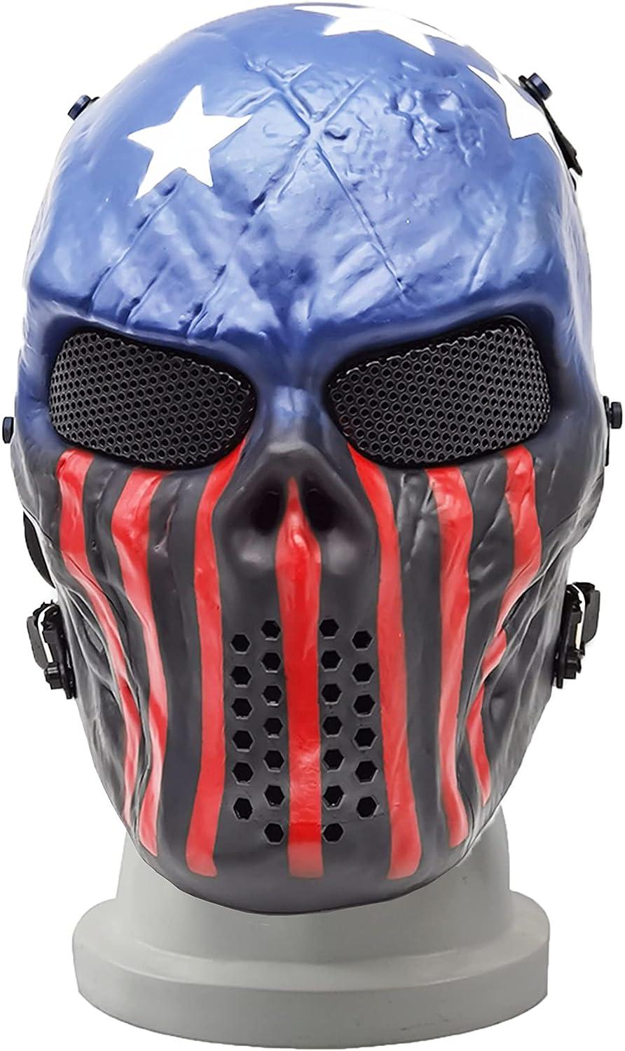 Byshen Airsoft Mask Skull Full Face Mask for Halloween, Airsoft, CS ...