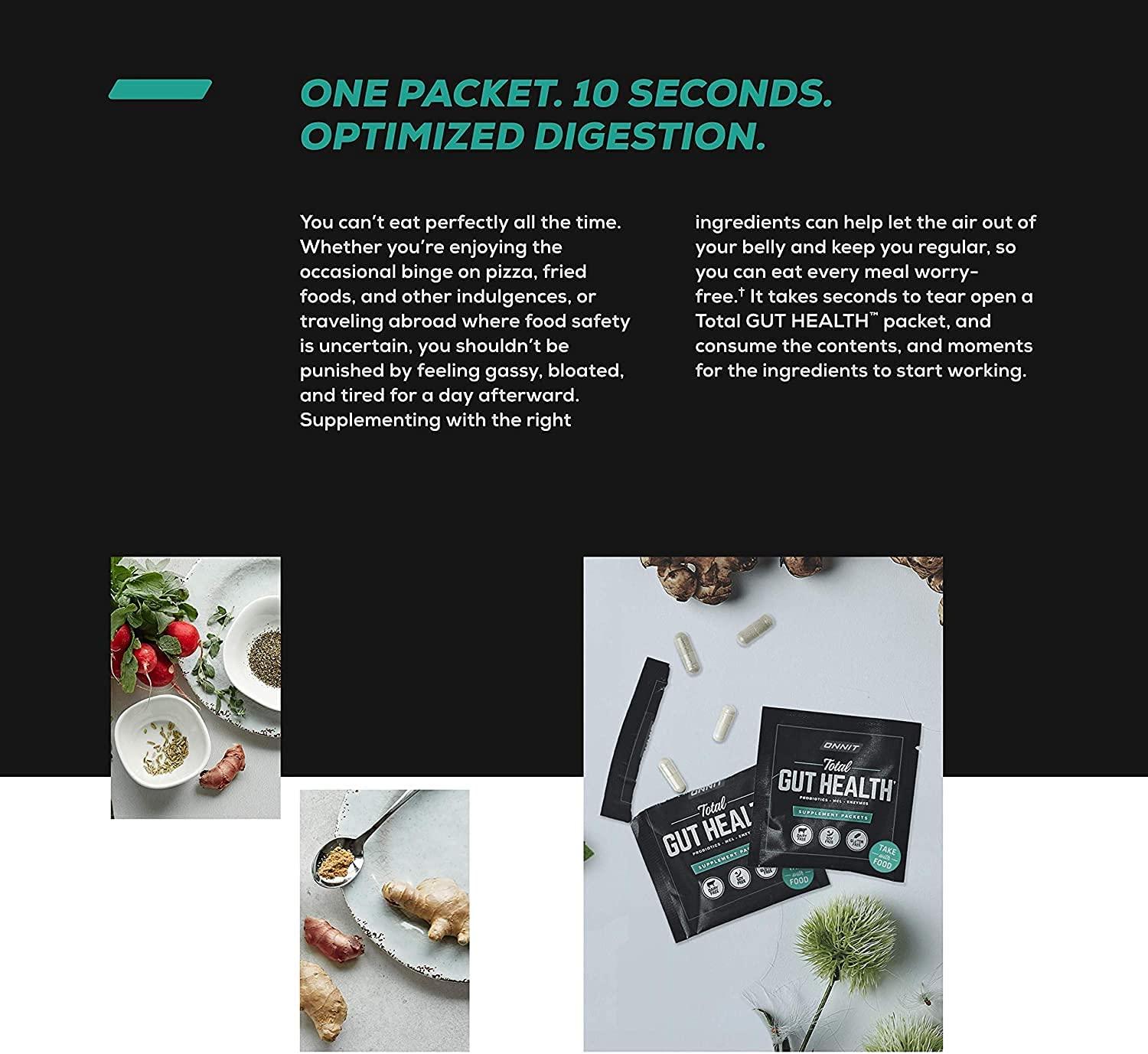 Onnit Total Gut Health Supplement Packets - 15 Count for Digestive ...