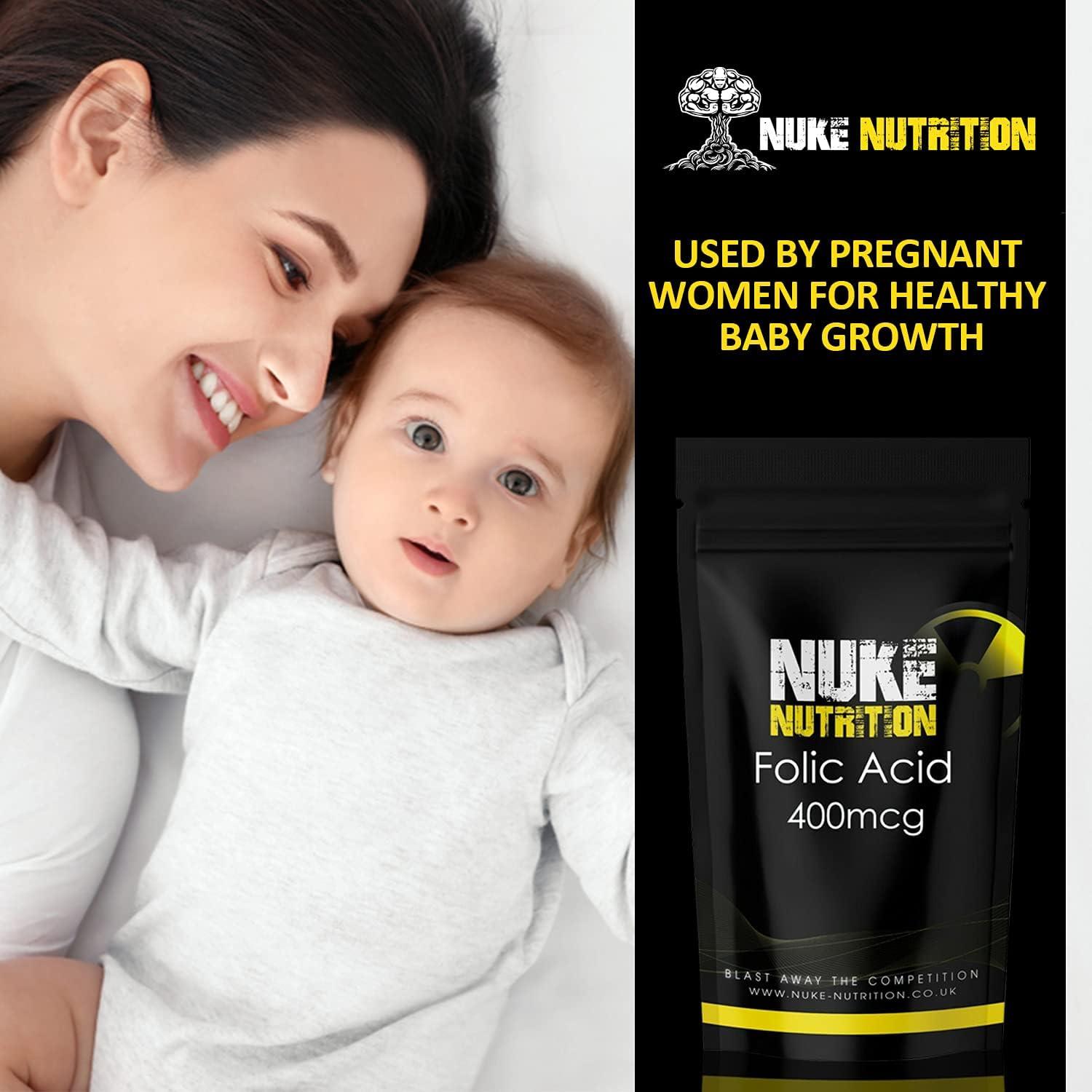 Nuke Nutrition Folic Acid Tablets 400mcg - 60 Tablets | Pre Pregnancy ...