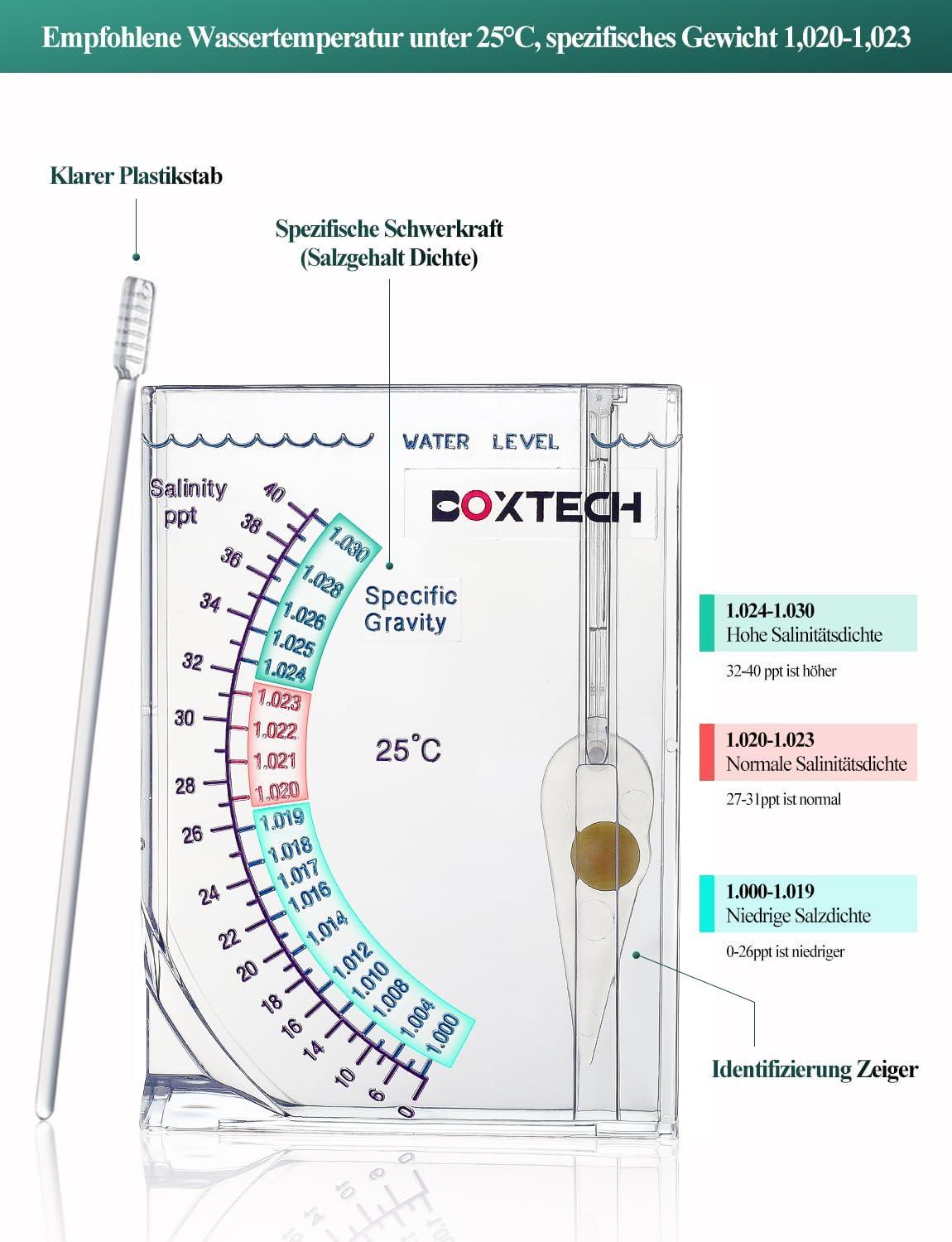 boxtech Aquarium Marine Test Sea Saltwater Hydrometer Reef Ocean ...