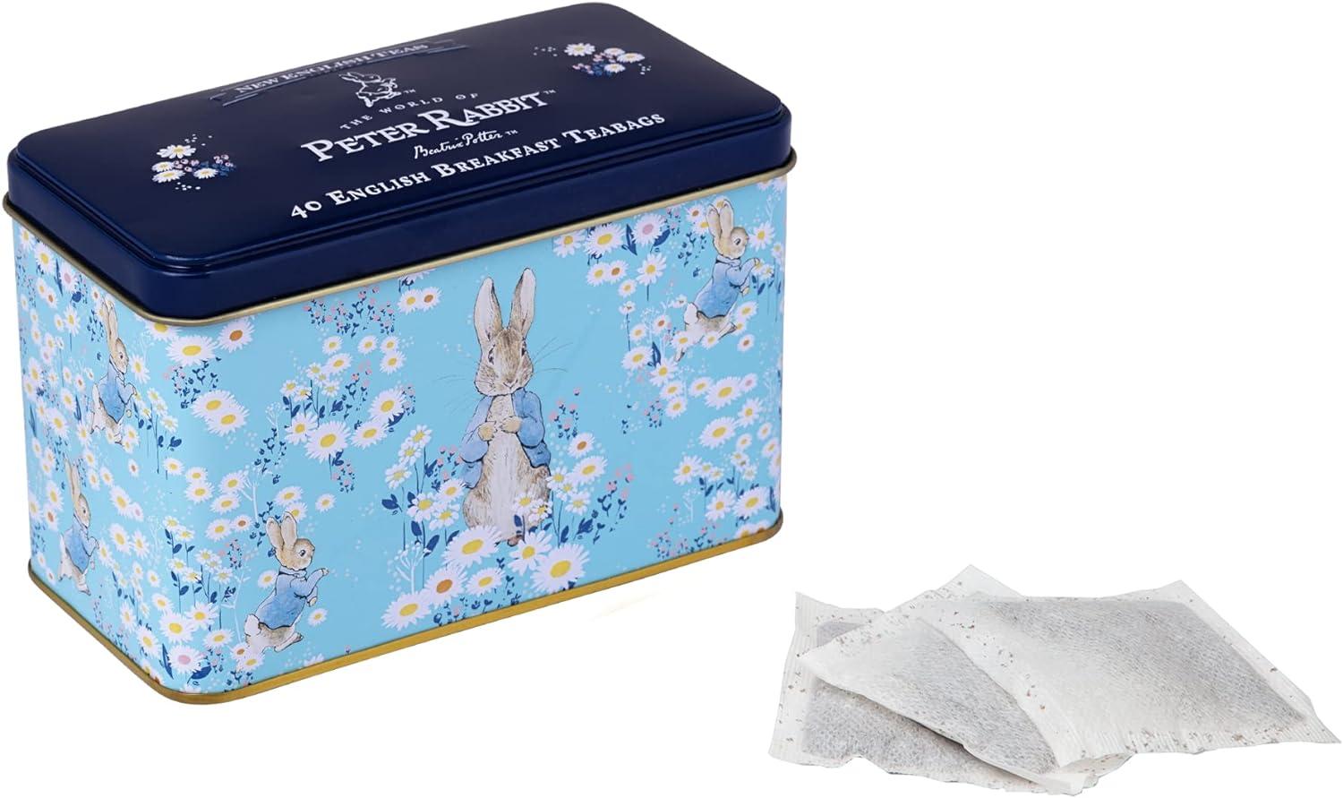 New English Teas Daisies Peter Rabbit Tea Tin with 40 English Breakfast ...
