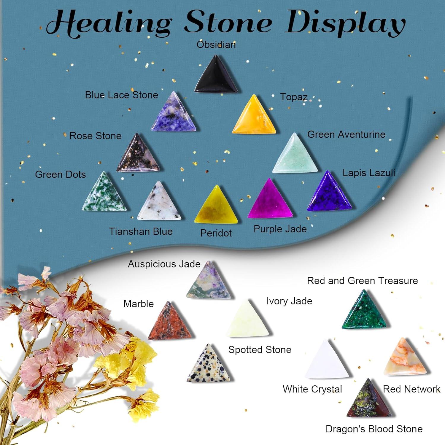 18 Natural Triangular Crystal Healing Stones Set | Aitsite Chakra Gems ...