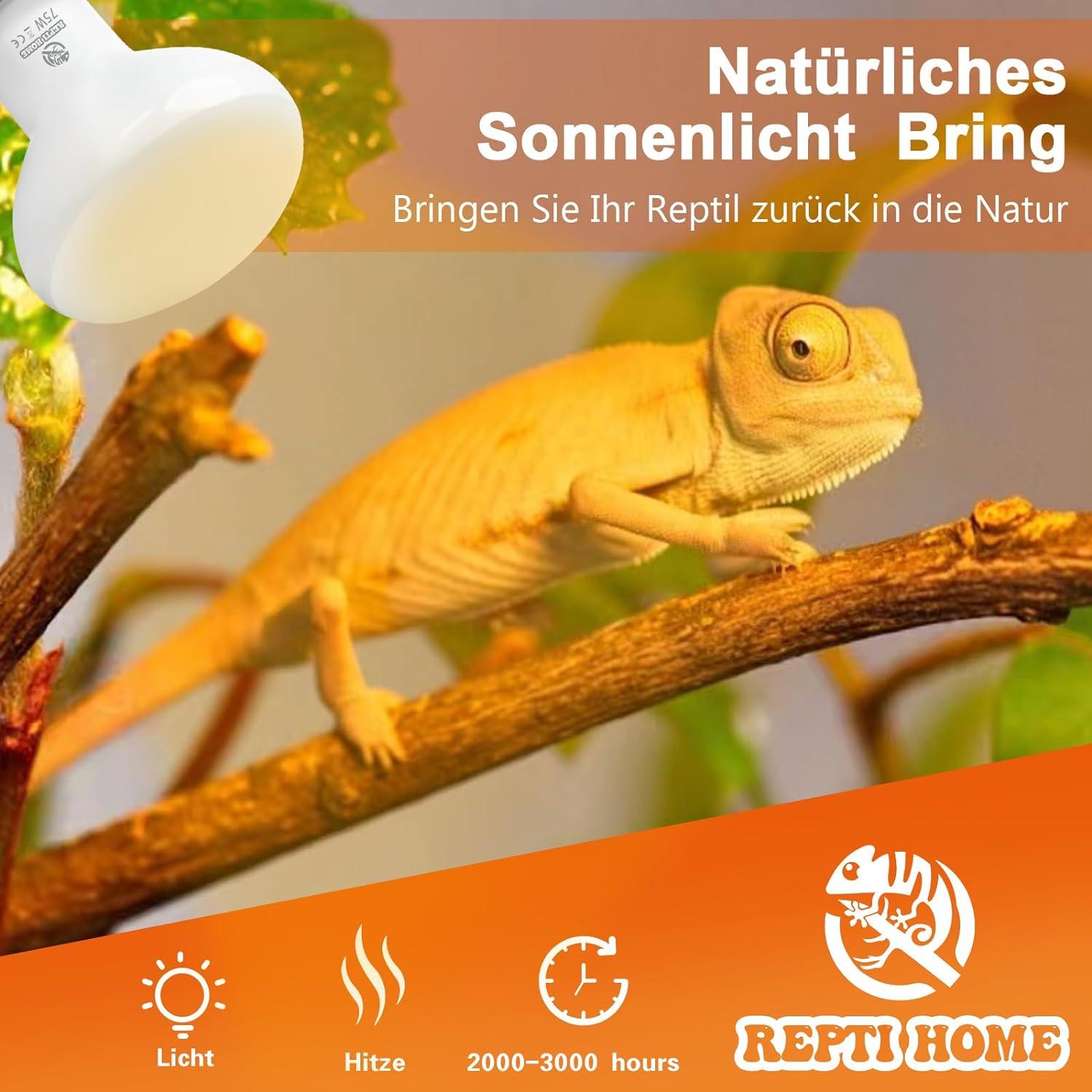 Repti Home 100W Reptile Heating Lamp - 2 Pack Turtle Heat Lamp for ...