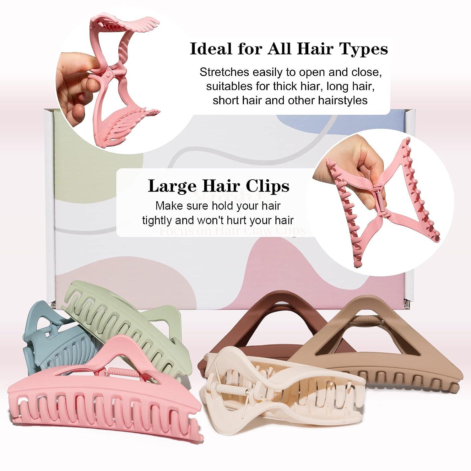 6PCS Large Triangle Hair Claw Clips for Women, Strong Hold Matte Hair ...