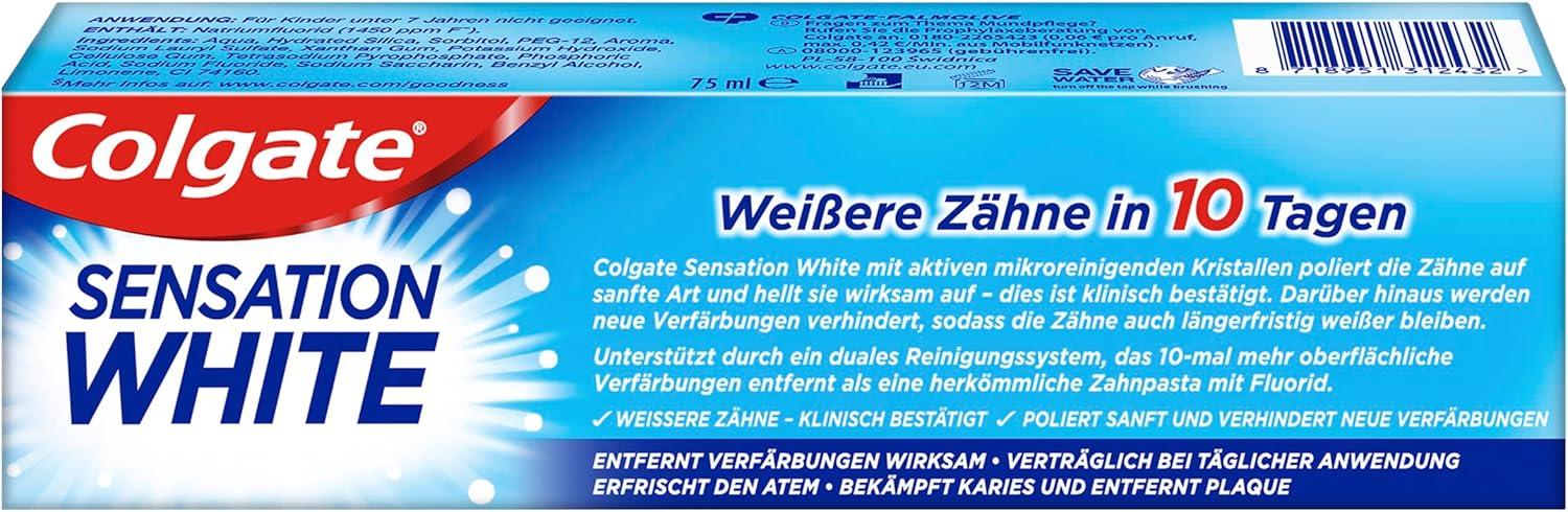 Colgate Sensation White Toothpaste 75ml - Gentle Surface Discoloration ...