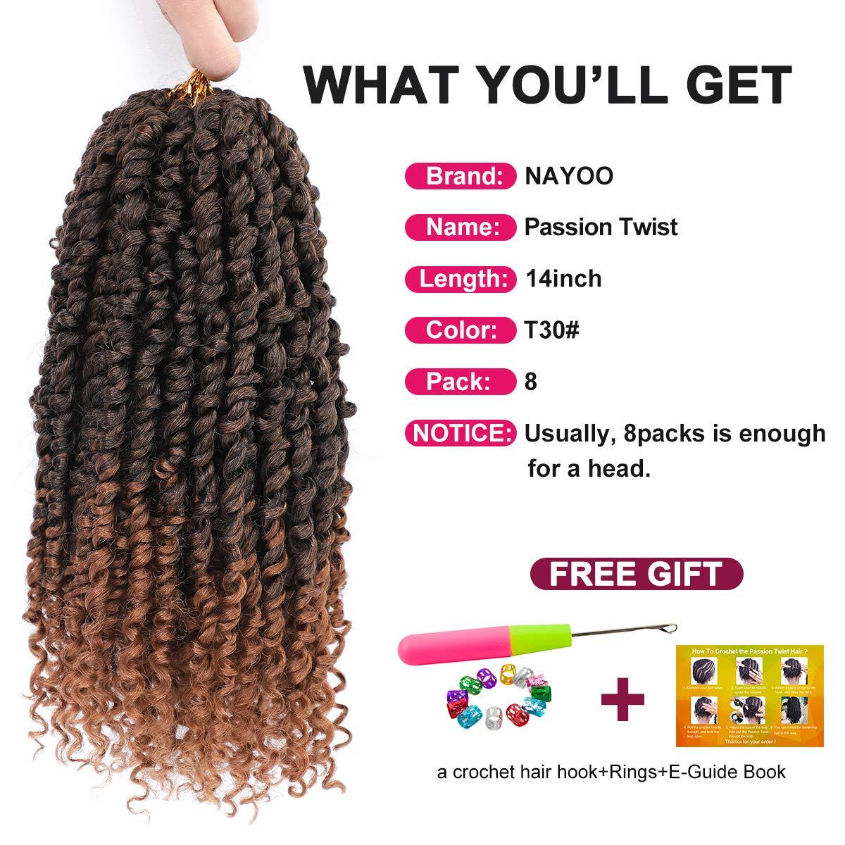 Passion Twist Hair - 14 Inch 8 Packs Crochet Pretwisted Curly Hair for ...