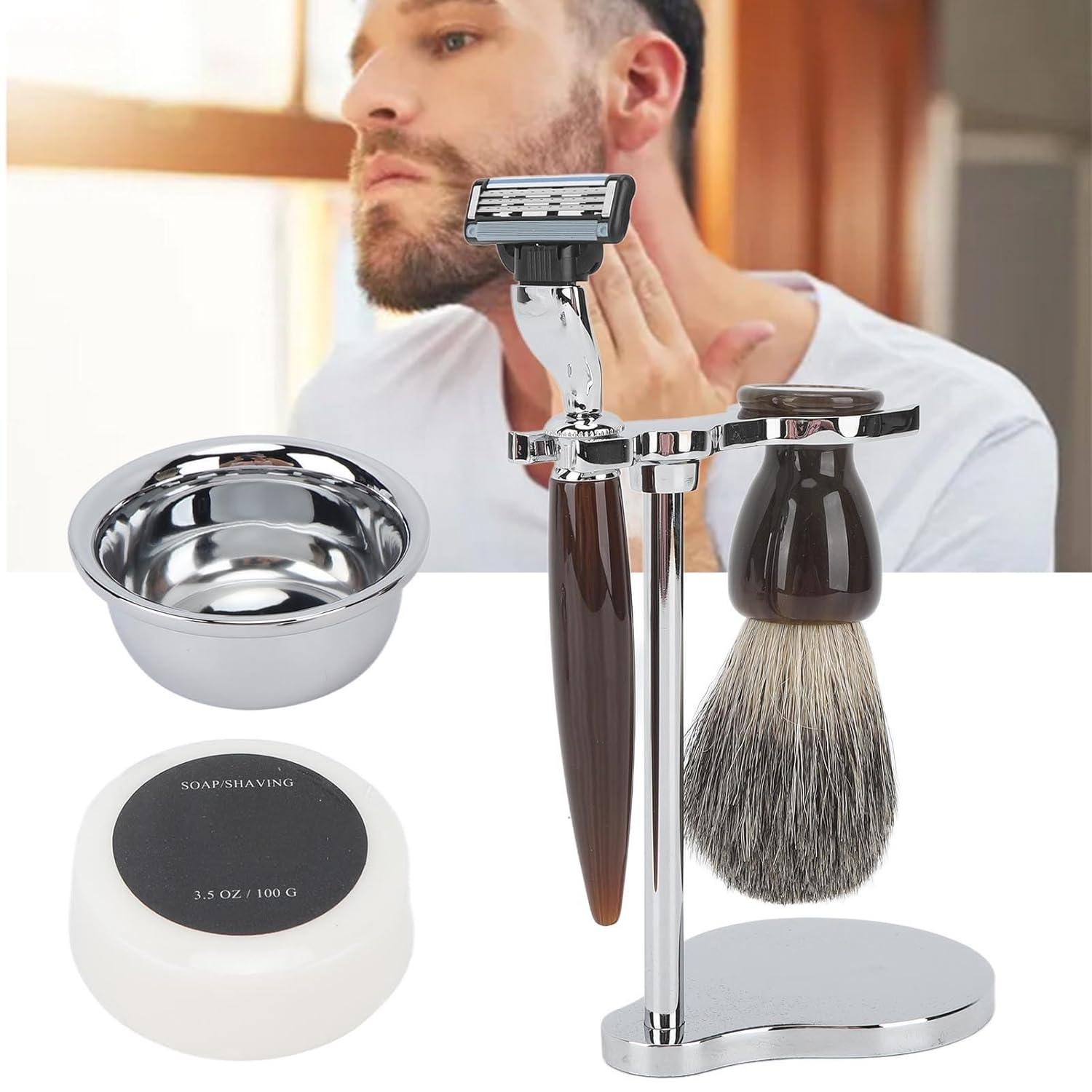 Vintage Wet Shave Grooming Set | Classic Shave Kit with Imitation ...