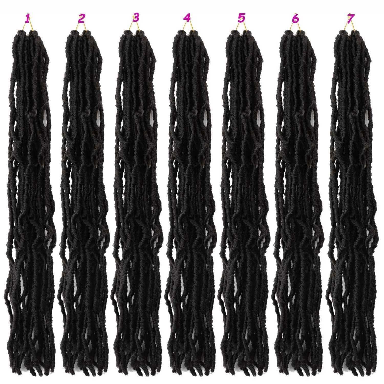 24 Inch Soft Locs Crochet Hair: 7 Pack Curly Wavy Faux Locs Crochet ...