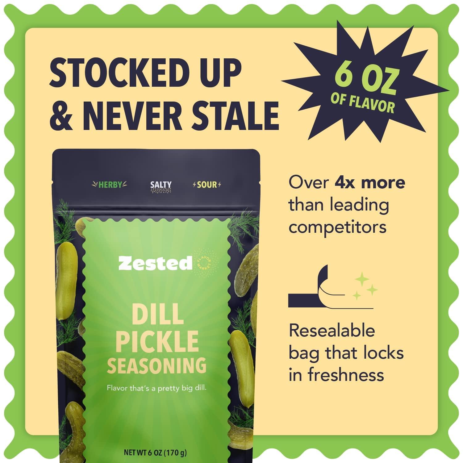 Dill Pickle Seasoning XL - Tangy Dill & Garlic Blend - 6 oz Bag ...