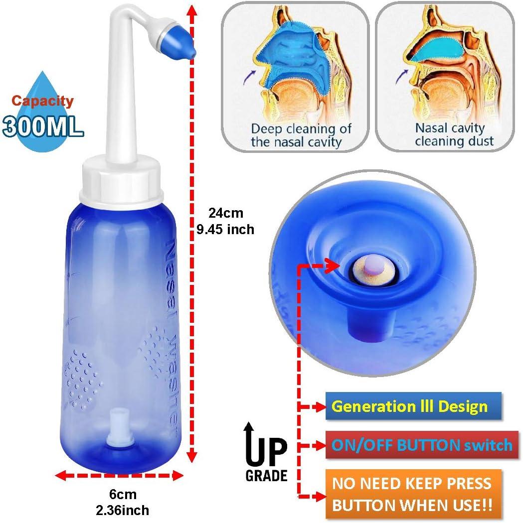 2PCS Neti Pot Sinus Rinse Kit - 300ml 10oz Nose Cleaner & Sinus ...