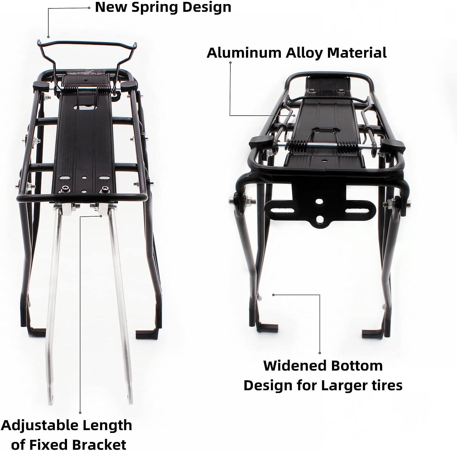 BABEIYXM Rear Bike Rack with Luggage Clip | Adjustable Aluminum Alloy ...