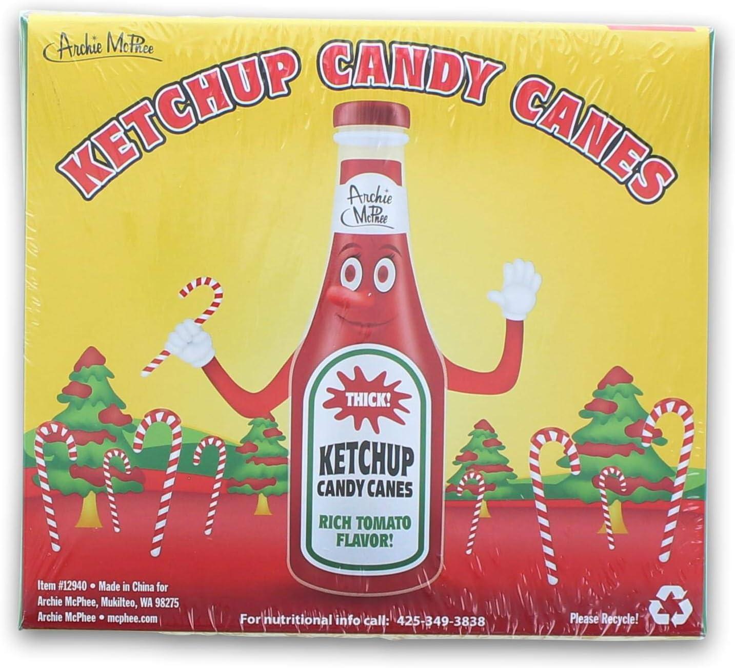 Archie McPhee Ketchup Flavored Candy Canes | 6 Piece Gift Set