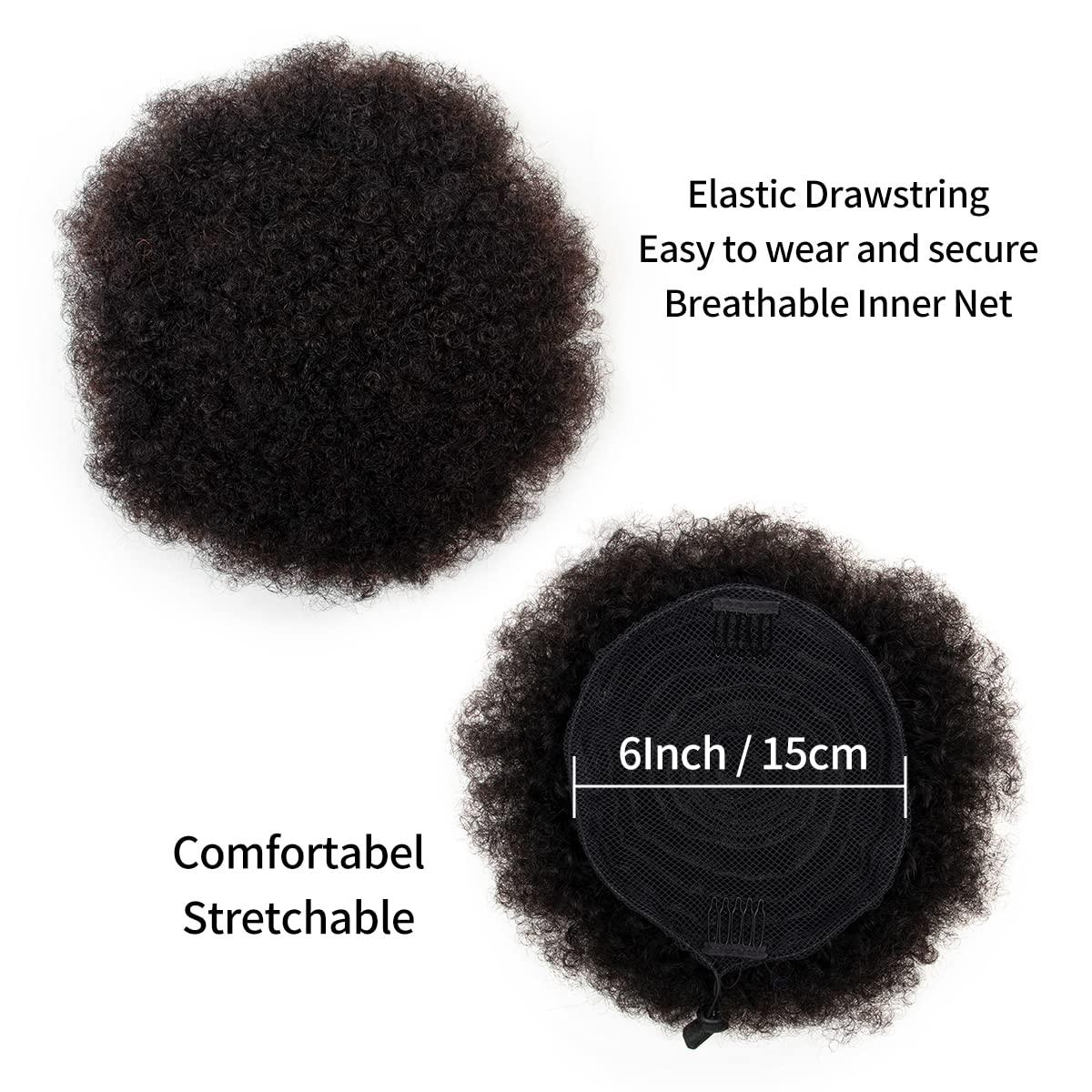 Kids Hair Puff 4 Inch Drawstring Ponytail Pack of 2 - Natural Black ...