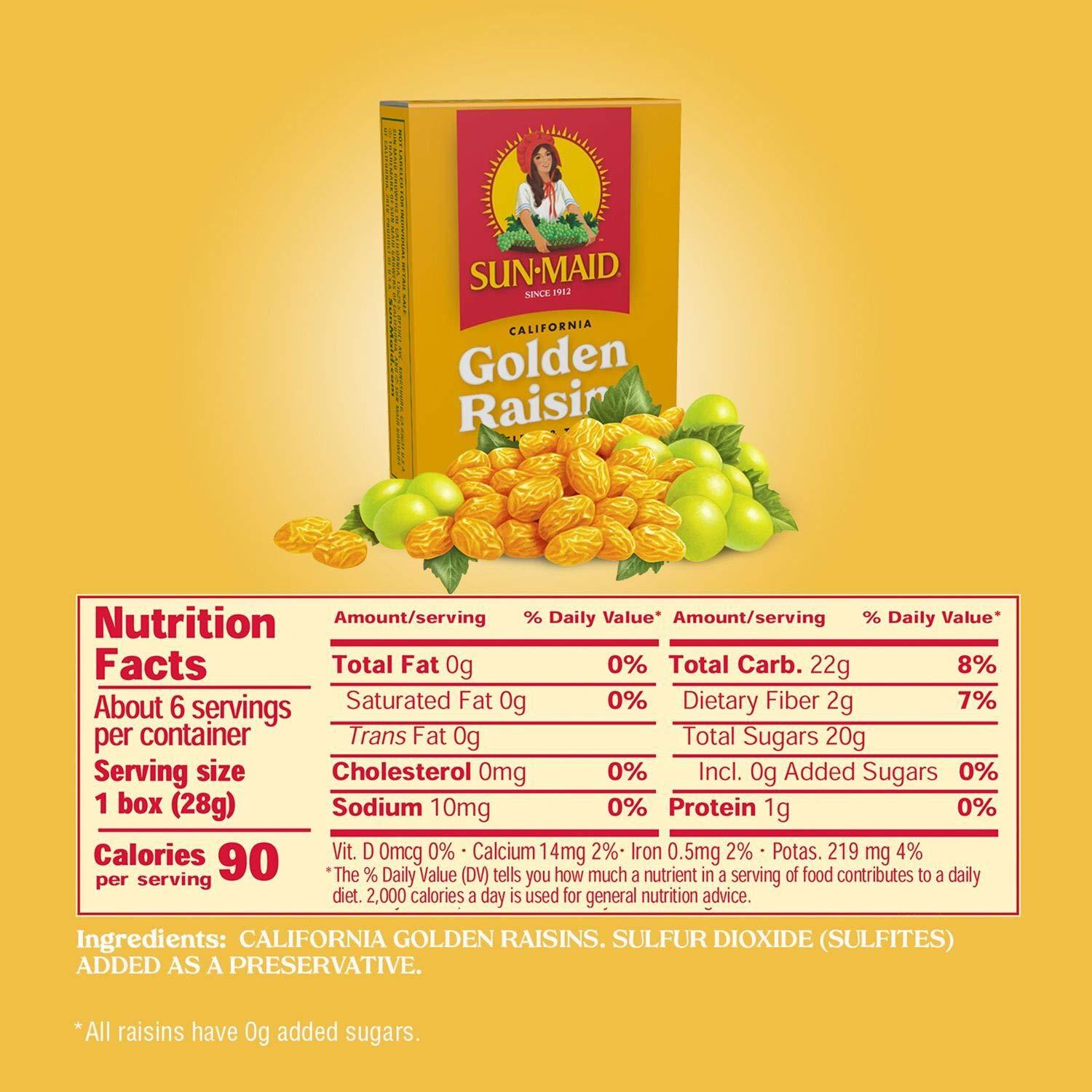 Sun-Maid California Dried Golden Raisins - 1 oz Boxes, 6 ct - No Added ...
