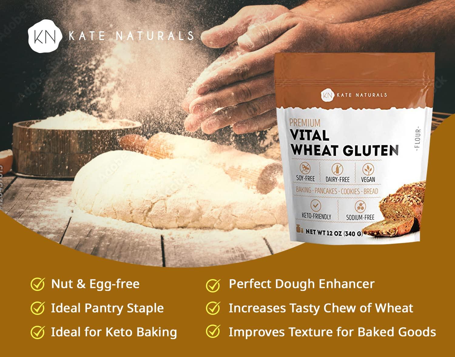 Kate Naturals Vital Wheat Gluten 12oz - High Protein Flour for Bread ...
