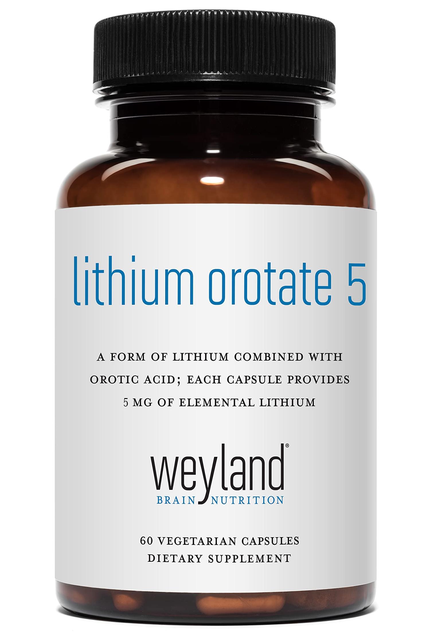 Lithium Orotate - 5mg of Elemental Lithium per Vegetarian Capsule 60 ...