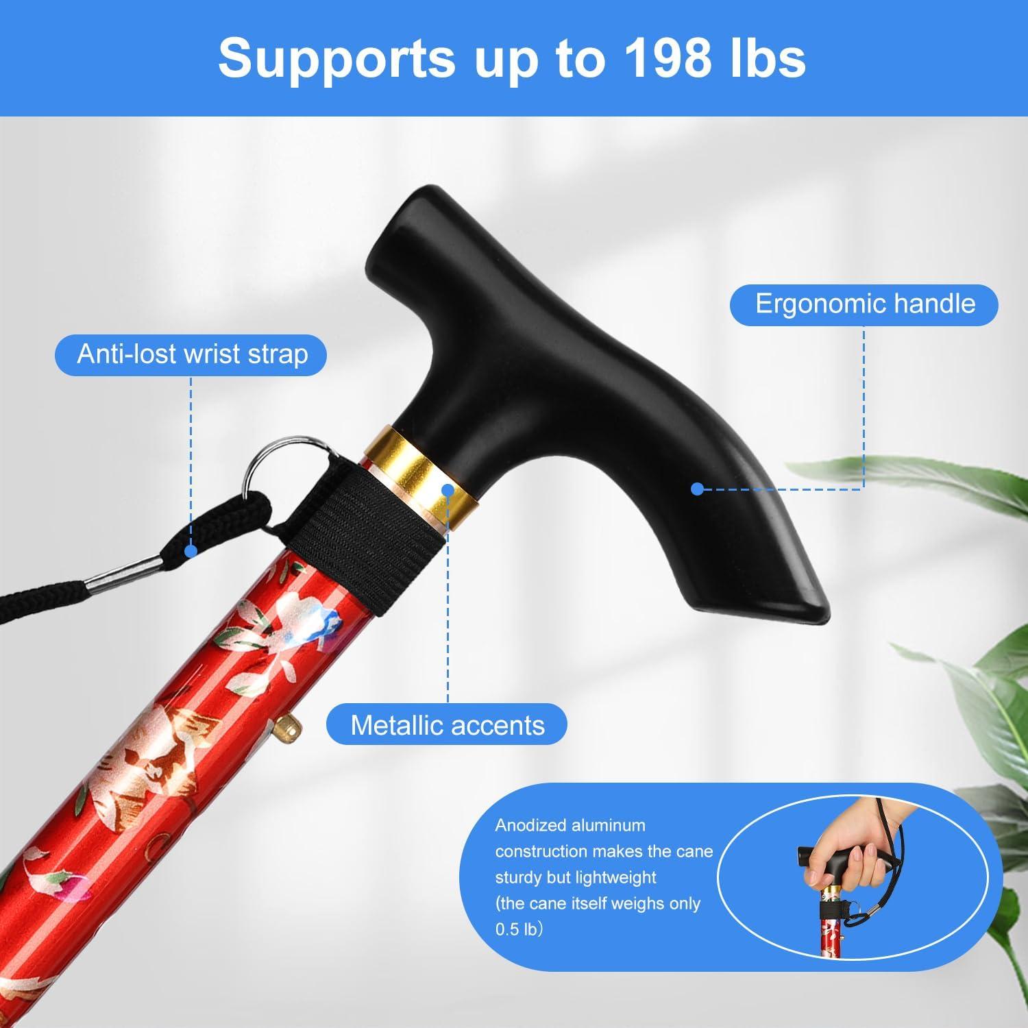 Supregear Folding Walking Stick - Adjustable & Lightweight Collapsible ...