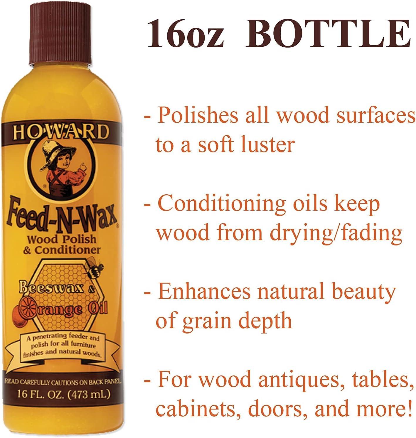 Howard Feed-N-Wax Wood Polish + Daley Mint Cloth | Furniture Polish ...