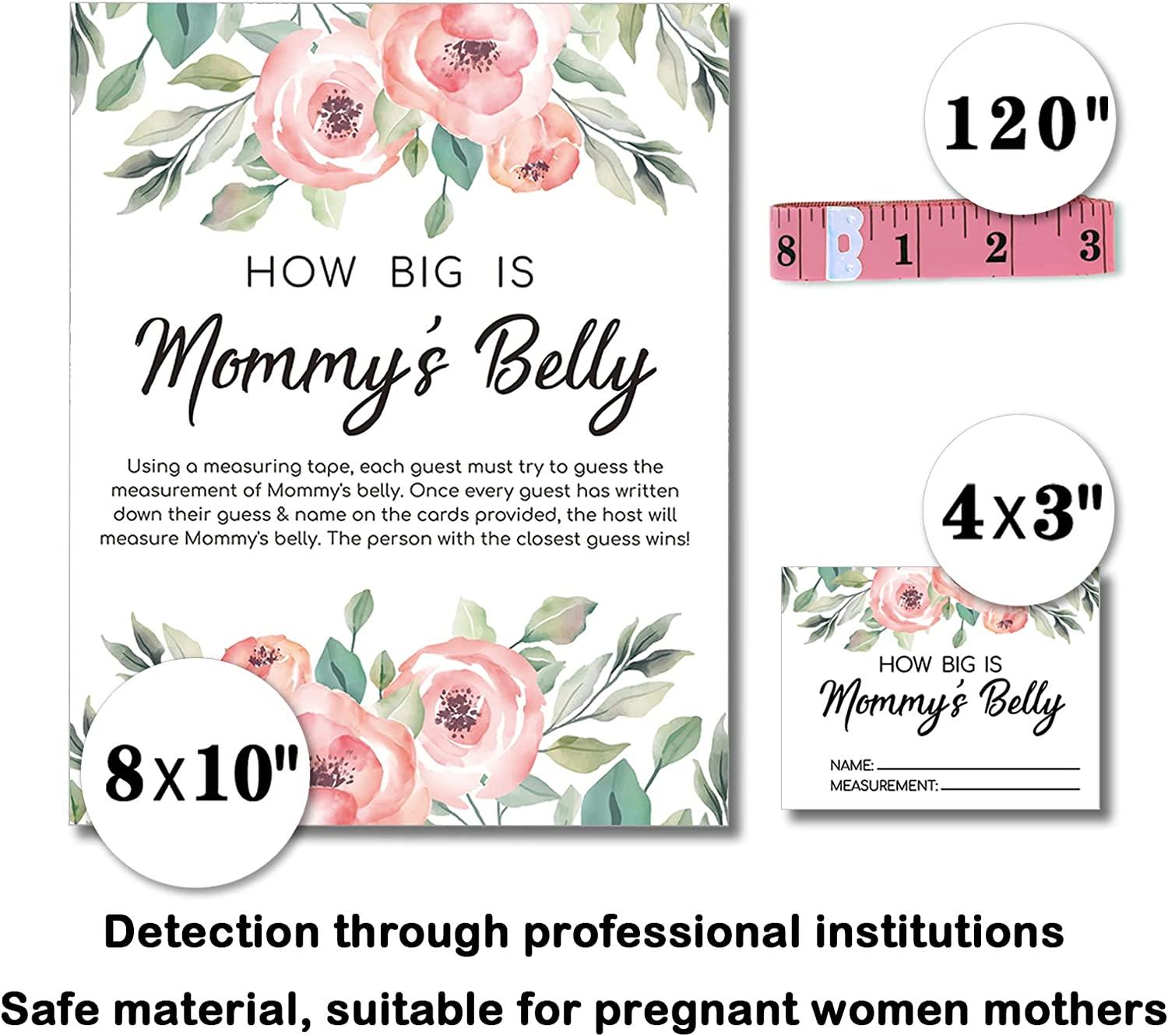 Baby Shower Measure Belly Game Set - 34 PCS Pink | How Big is Mommy's ...
