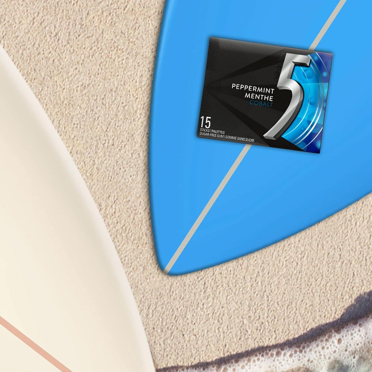 5 GUM Peppermint-Cobalt Flavoured Sugar Free Chewing Gum 15 Sticks 3 ...