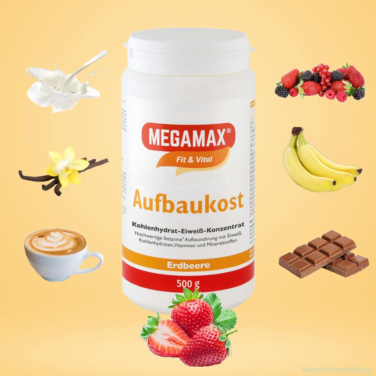 Shop Megamax Build-Up Food Strawberry 500g - High-Caloric Protein Shake ...