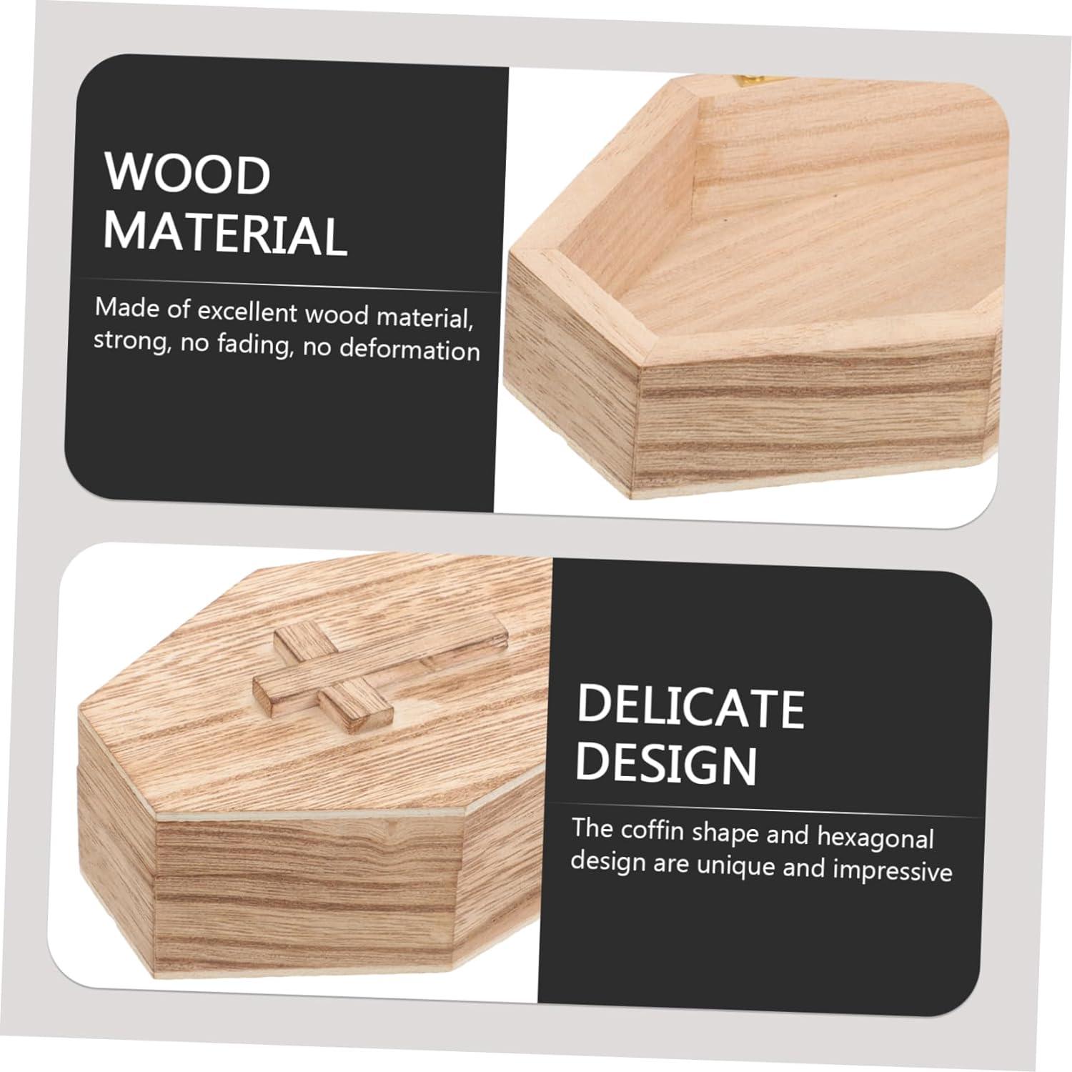minkissy Box Wood Funeral Dollhouse Coffin Decor Coffins and Caskets ...